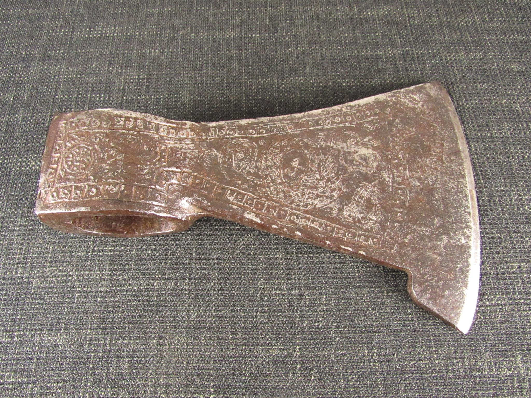 Decorated Axe Head with Wolf Headed Snake ? *SOLD*