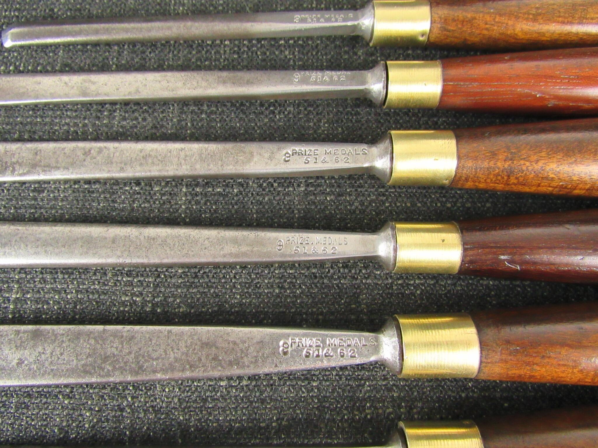 Set of 11 Antique JB ADDIS Carving Tools - 9 Prize Medals *SOLD*