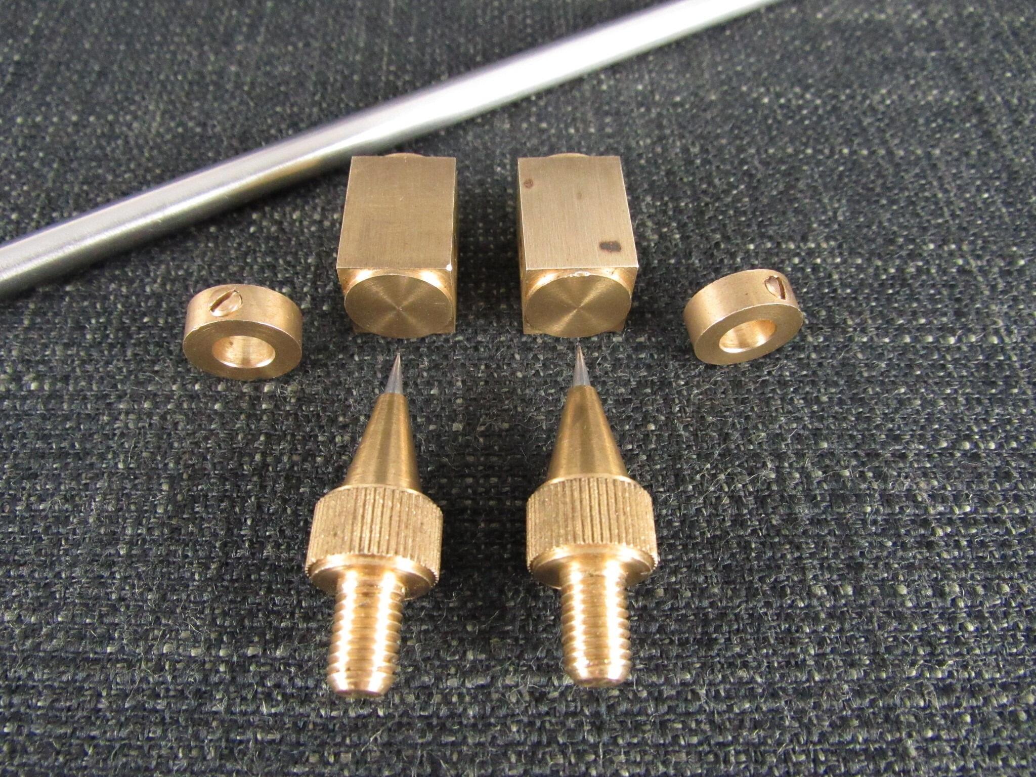 Small Brass Trammel Heads with Steel Points - Beam Compass *SOLD*