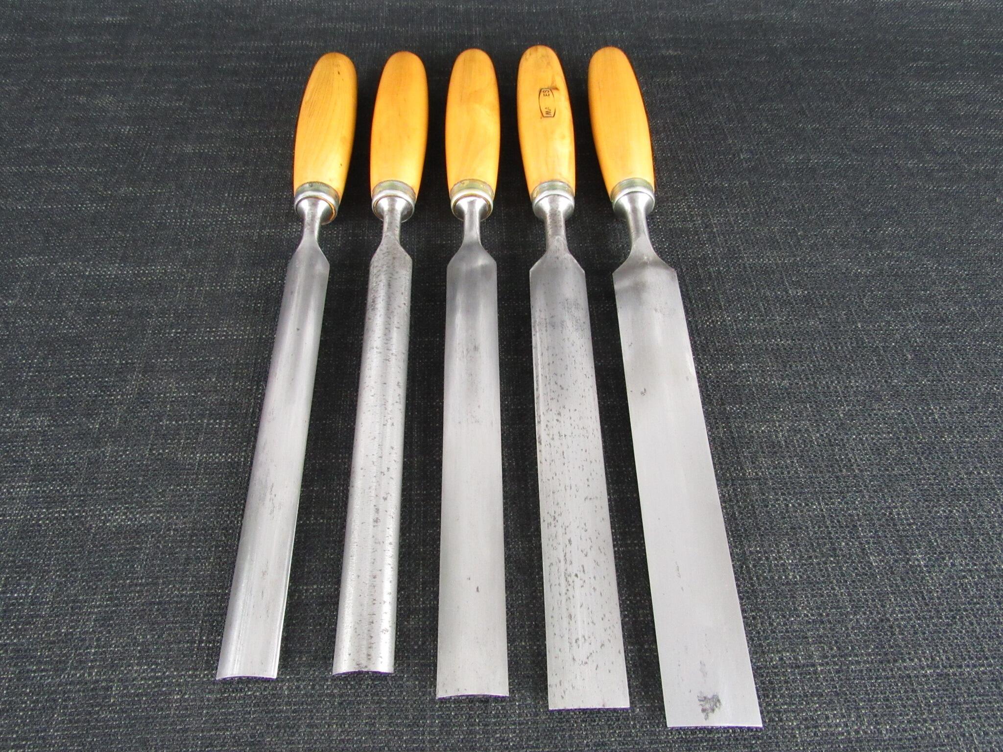 5 Unused MARPLES Paring Gouges with Boxwood Handles *SOLD*