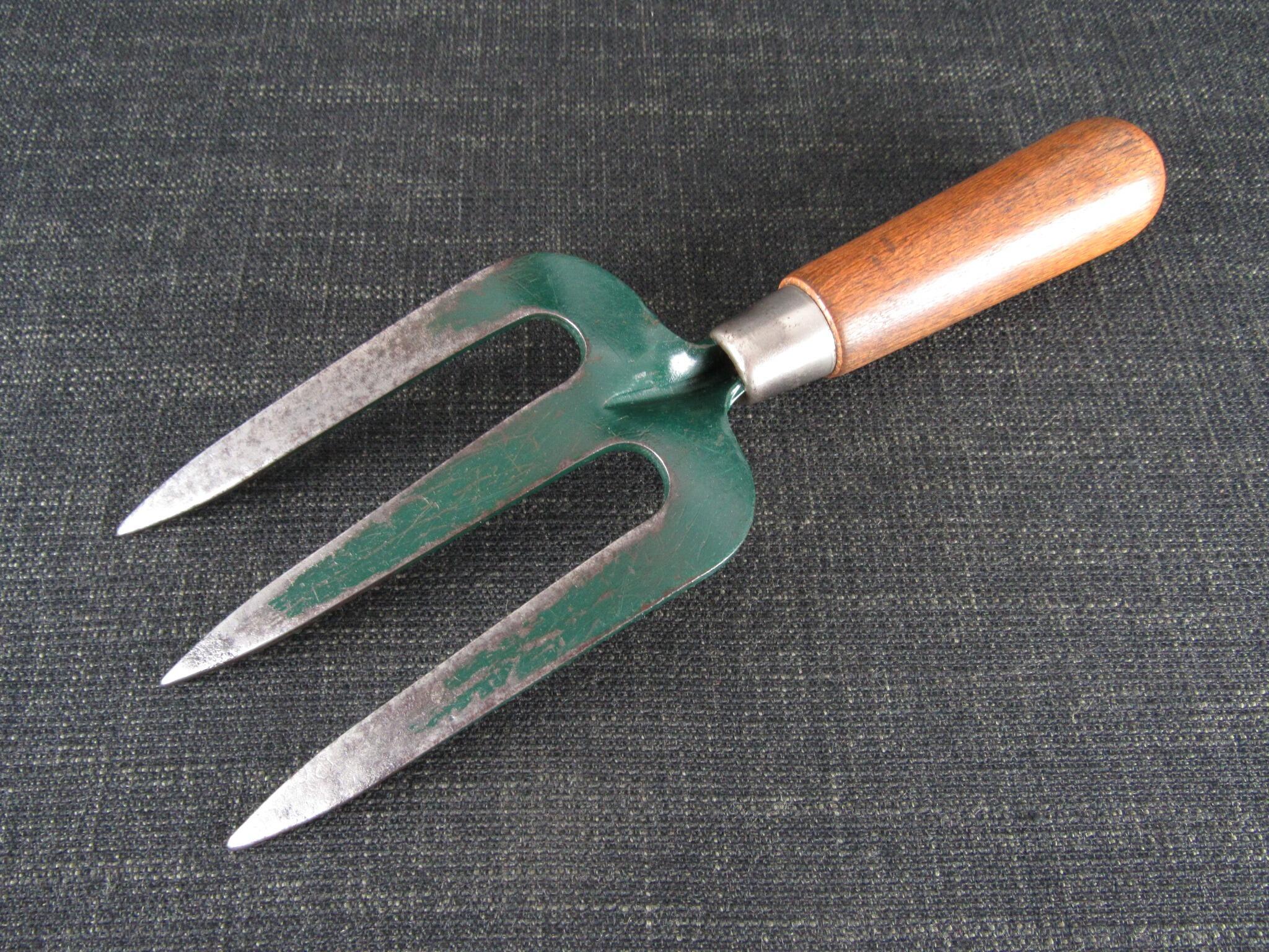 Vintage Garden Hand Fork - Green