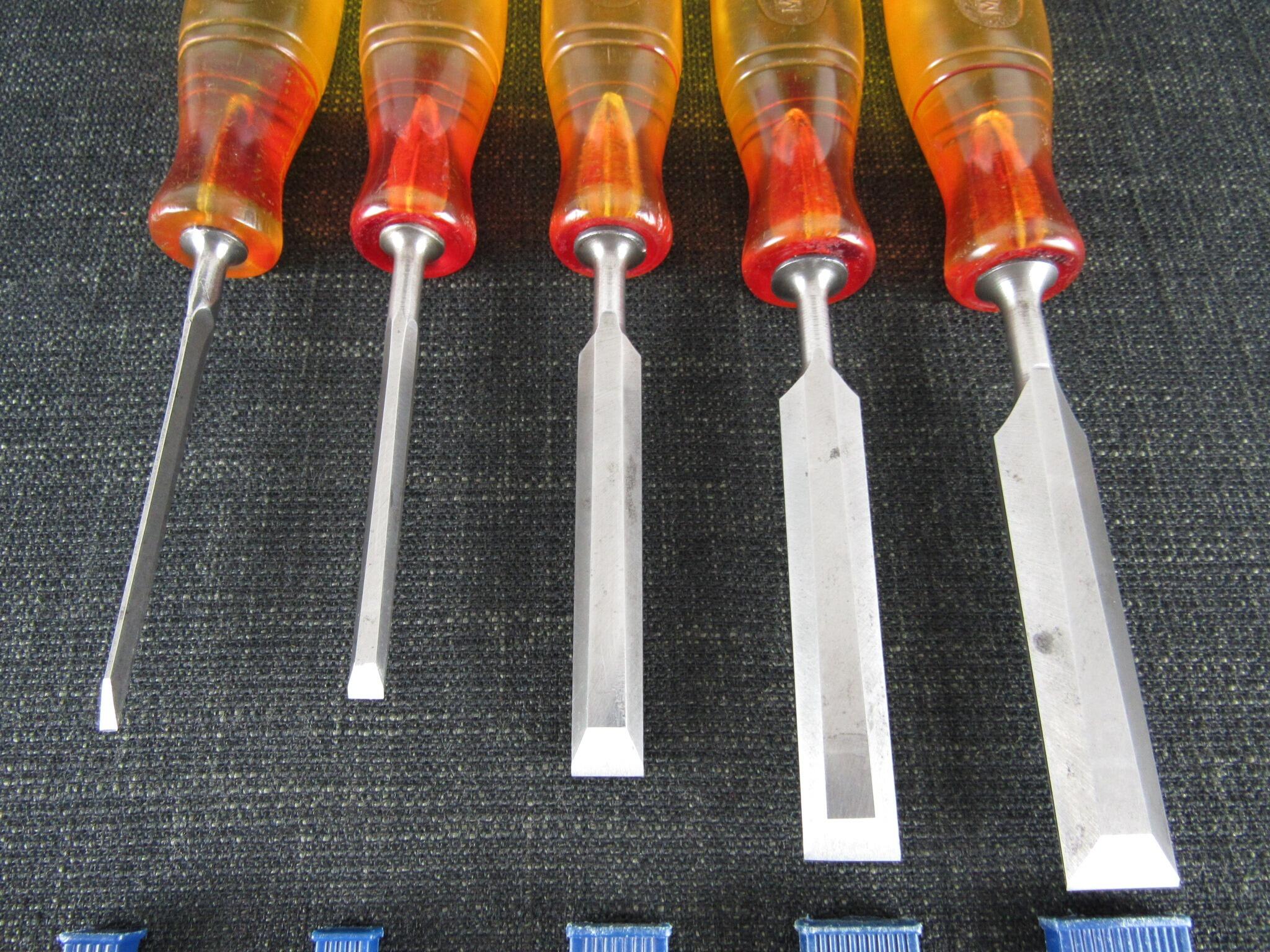 Graduated Set of 5 MARPLES Splitproof Bevel Edge Chisels *SOLD*