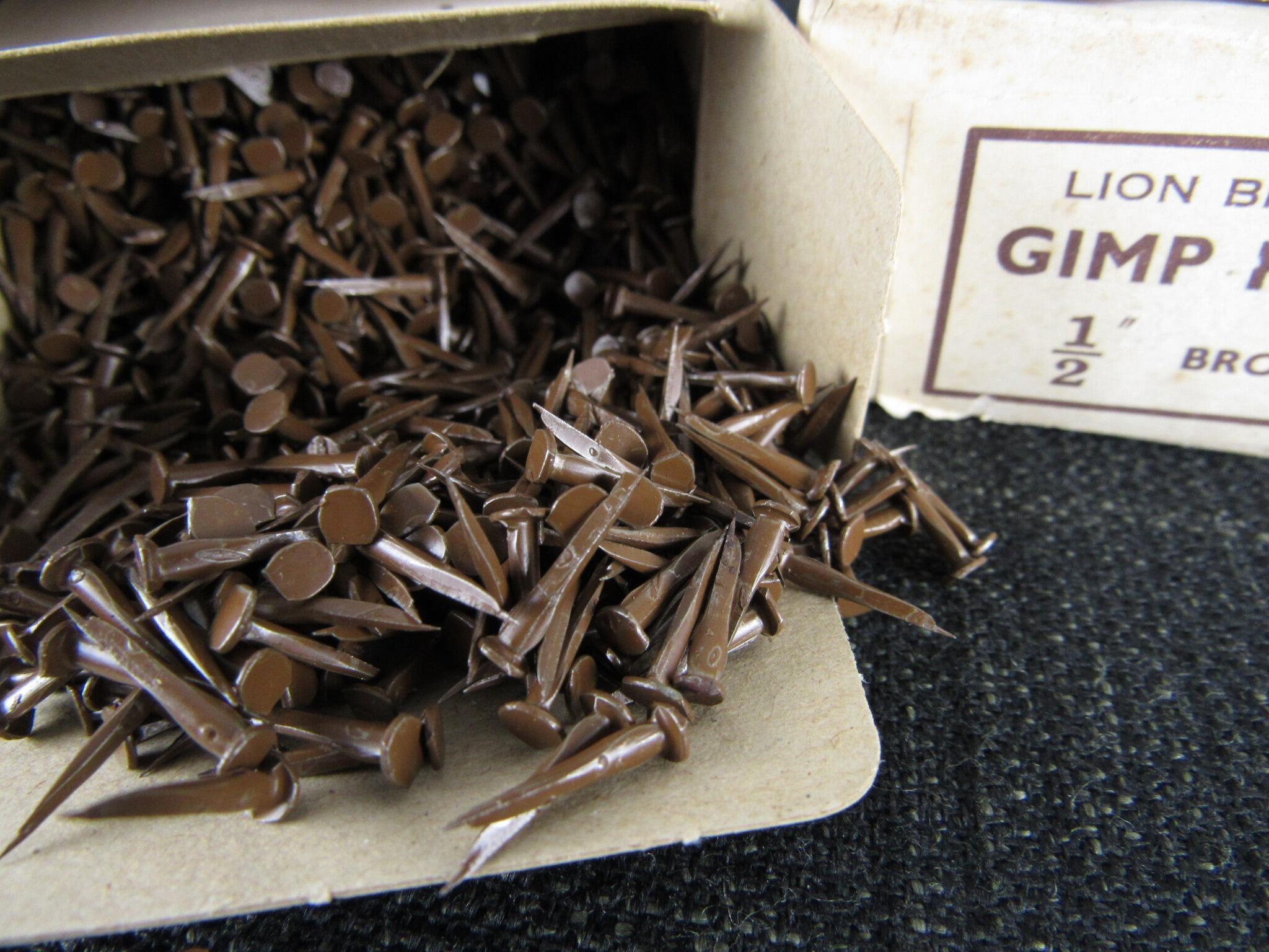 2 Boxes of Vintage LION Brand Gimp Pins - 1/2 inch Brown