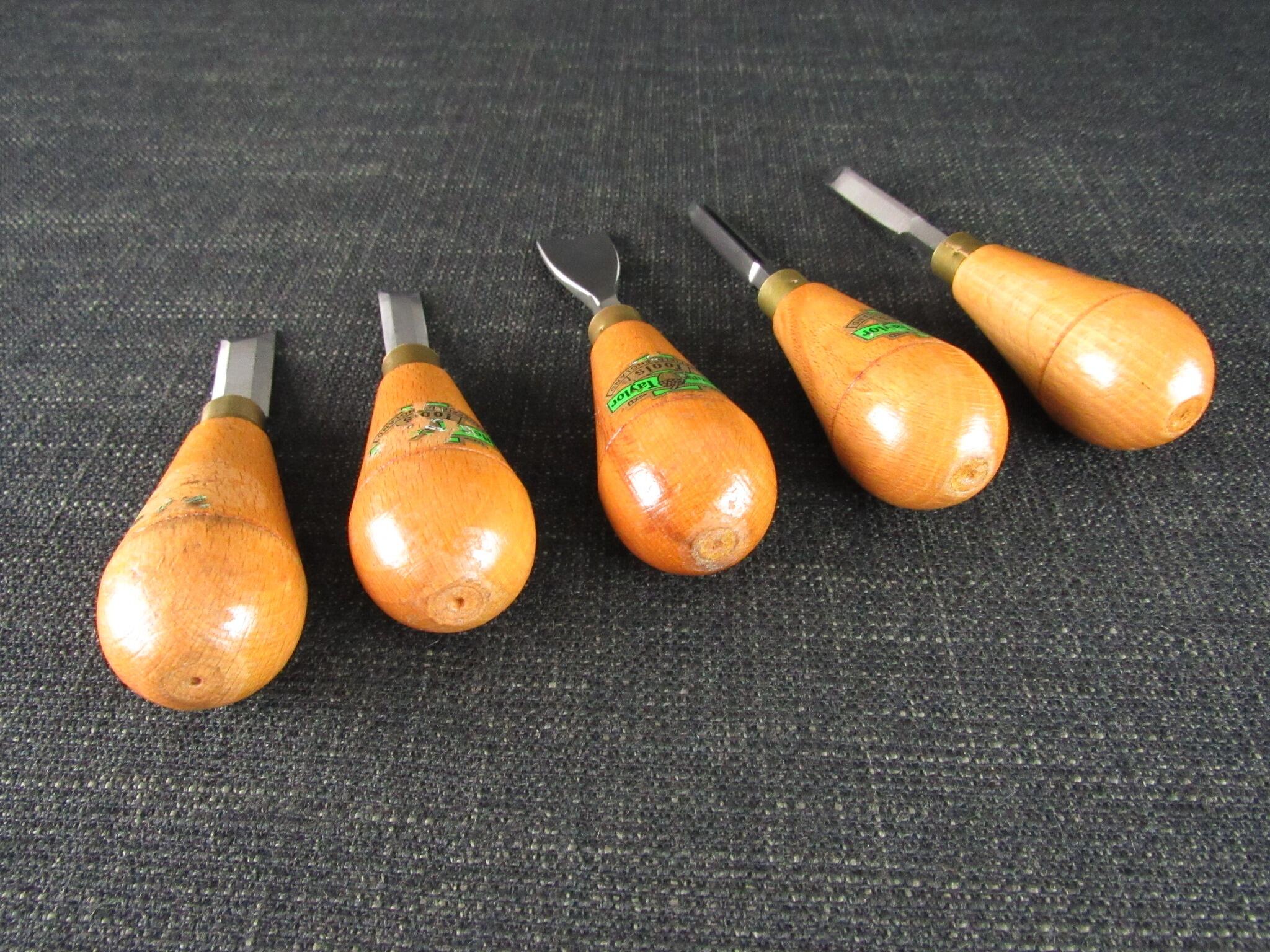 Unusual Group of 5 HENRY TAYLOR Small Carving Tools