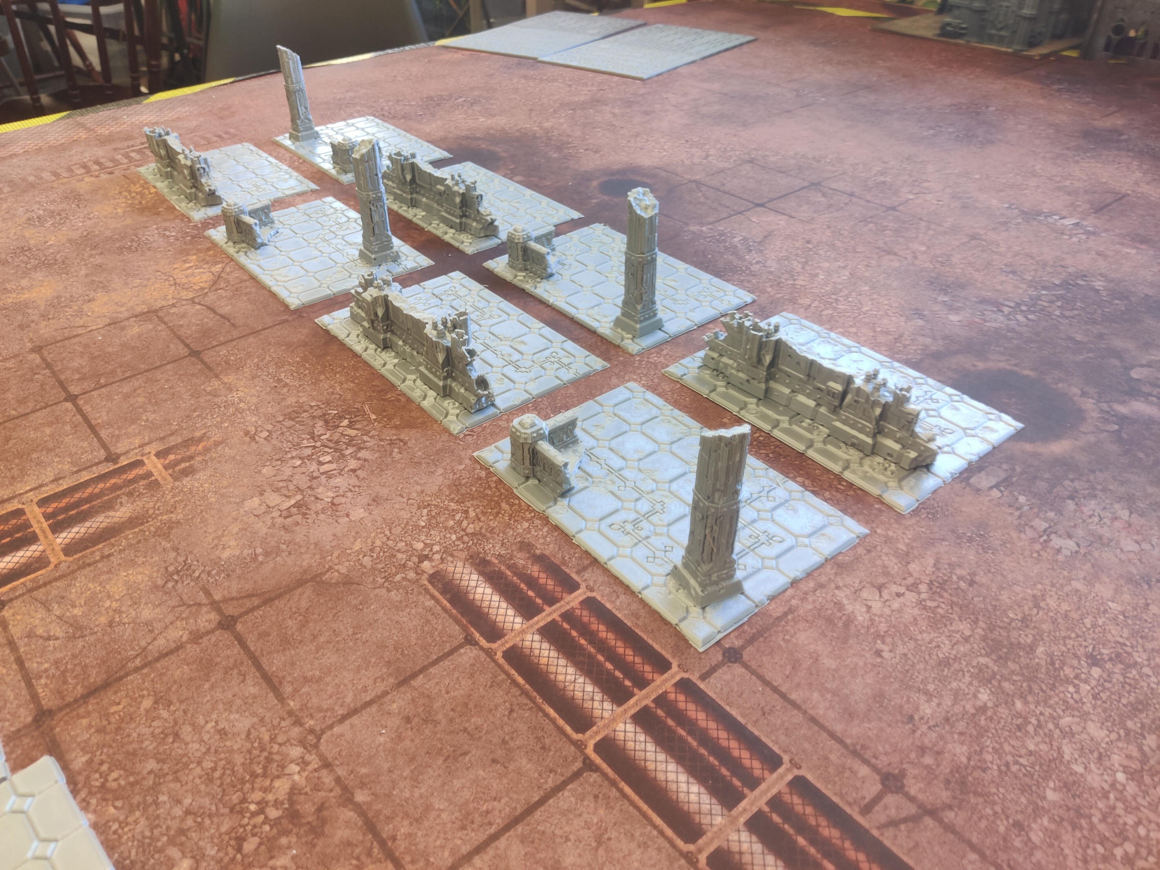 8 x City Ruins on 6 x 4 inch Tiles - Sci-fi Ruins Tournament Level ...