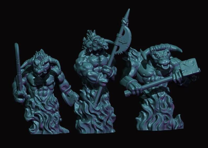40 mm Scale (Troll -size) Fireborn Daemon Bulls for Evil Big Hat Dwarf ...