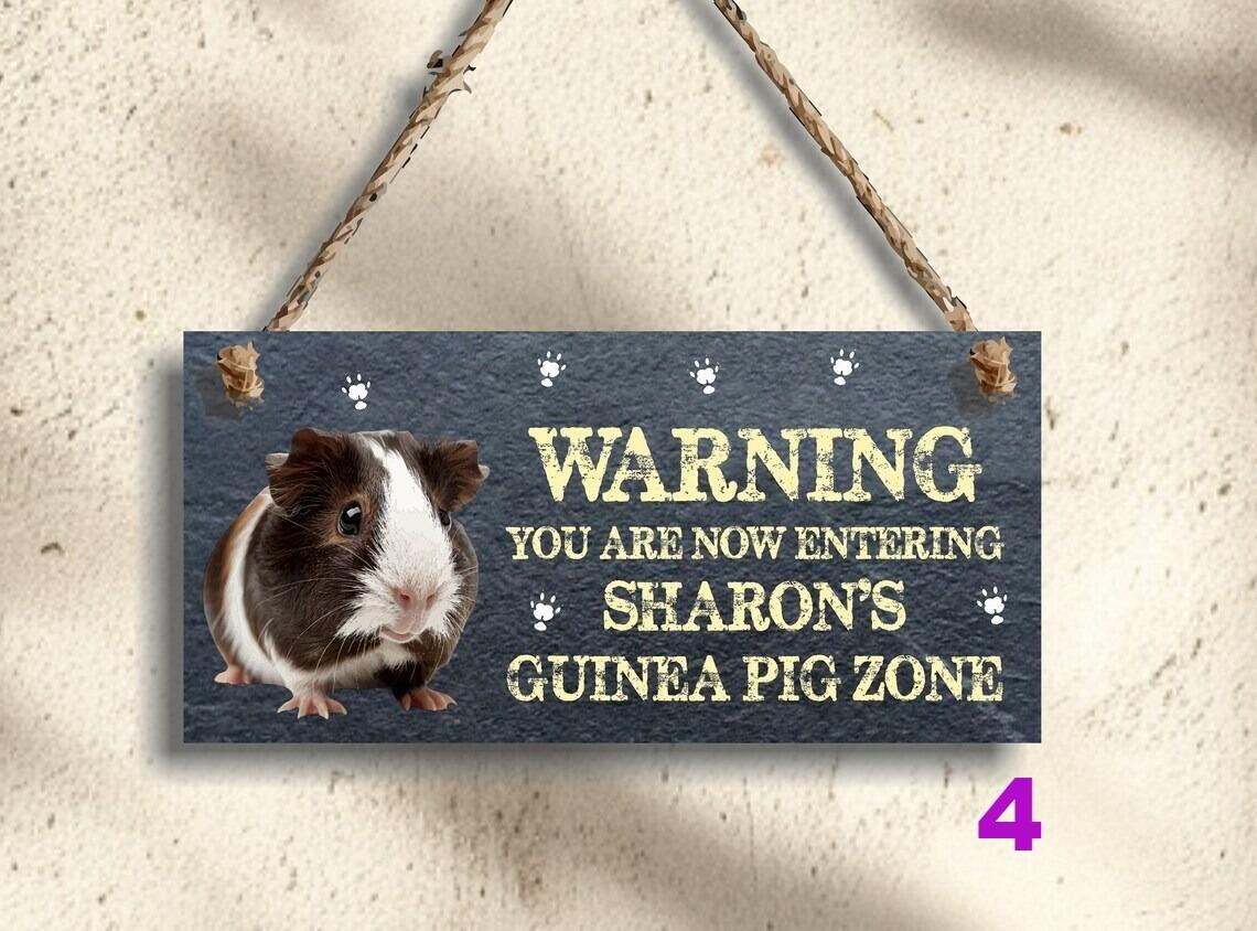 Guinea Pig Personalised Name Natural Slate Sign for Pens, Cages, Homes