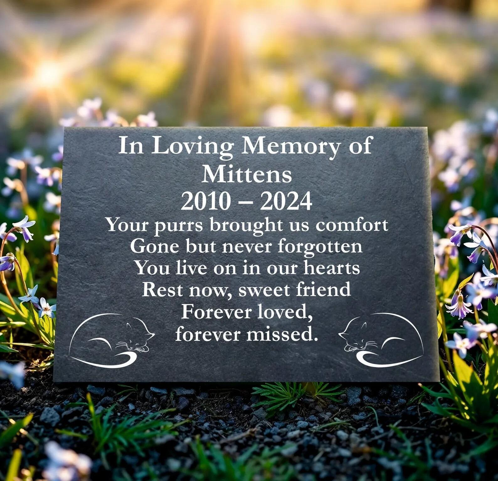 Cat Sleeping Silhouette Personalised Slate Memorial 3 Display Options