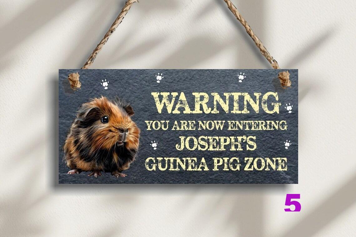 Guinea Pig Personalised Name Natural Slate Sign for Pens, Cages, Homes
