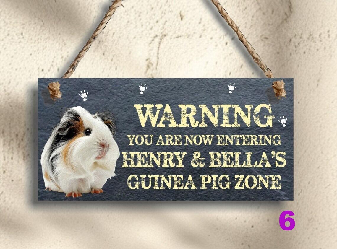 Guinea Pig Personalised Name Natural Slate Sign for Pens, Cages, Homes