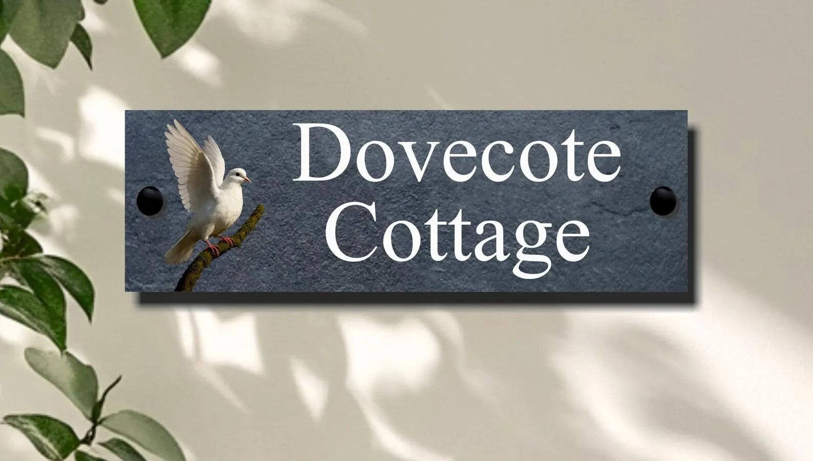 Beautiful Peaceful Dove Slate House Sign