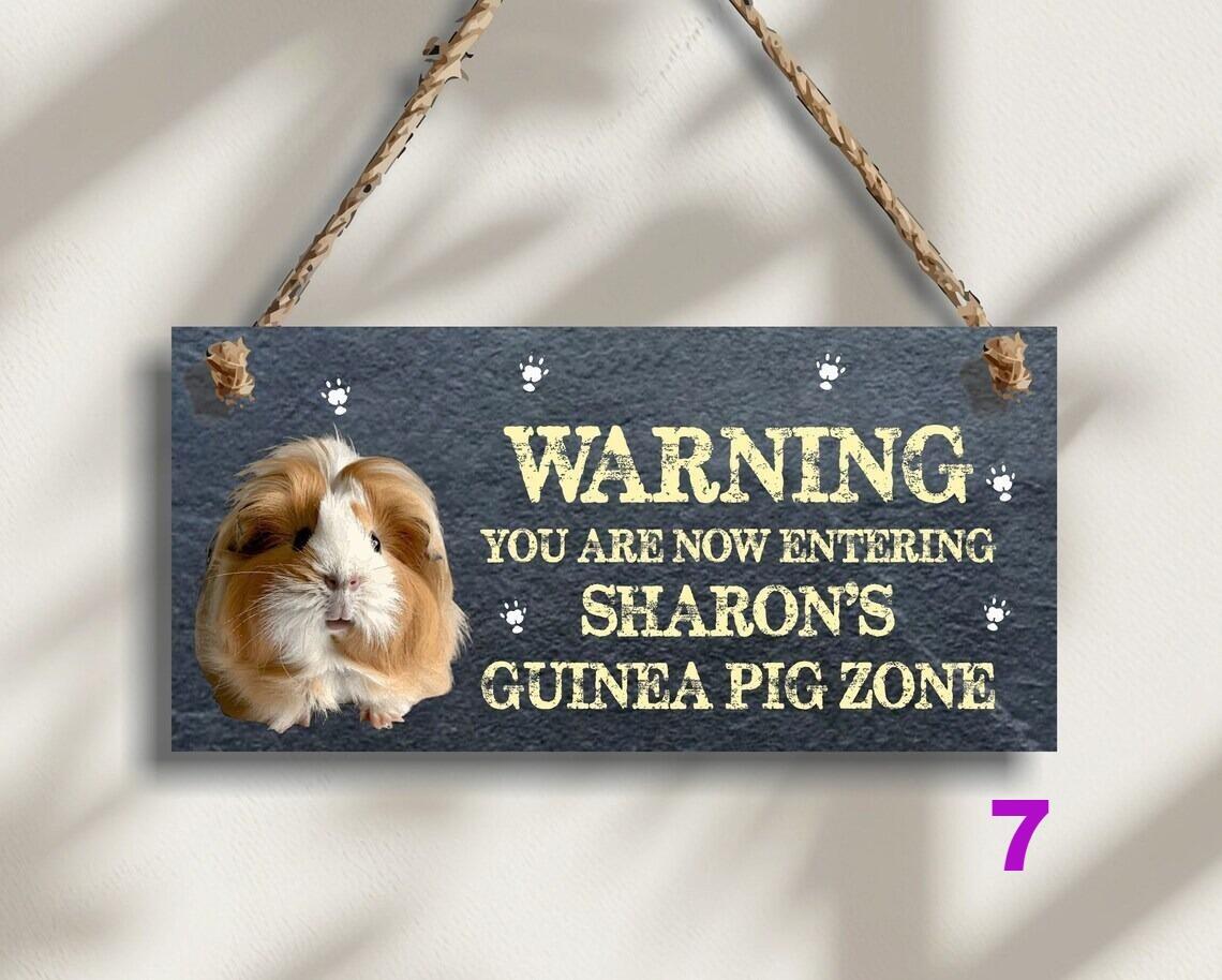 Guinea Pig Personalised Name Natural Slate Sign for Pens, Cages, Homes