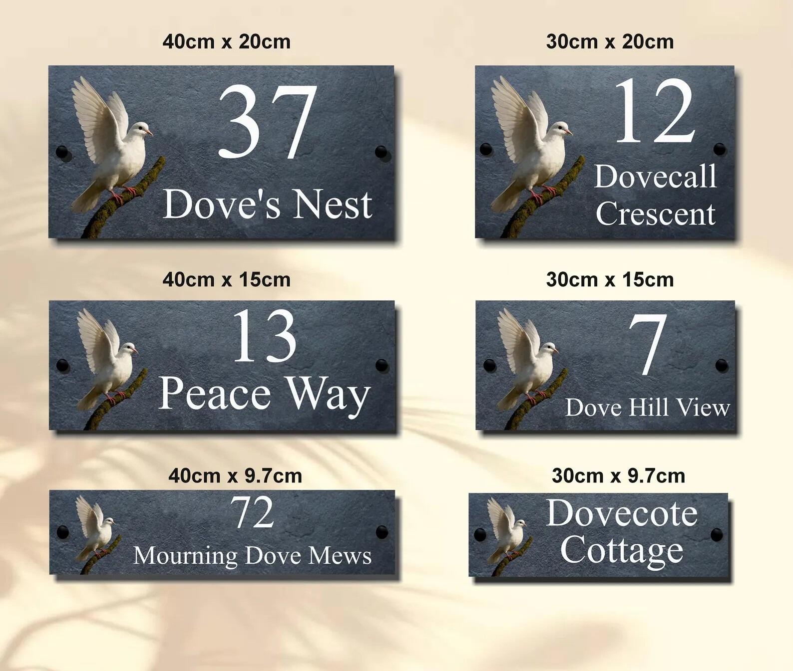 Beautiful Peaceful Dove Slate House Sign