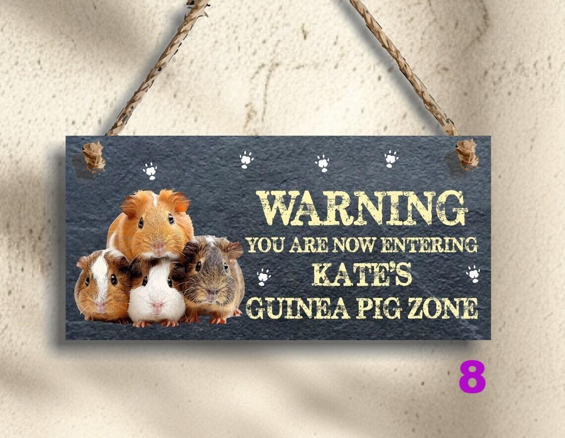 Guinea Pig Personalised Name Natural Slate Sign for Pens, Cages, Homes