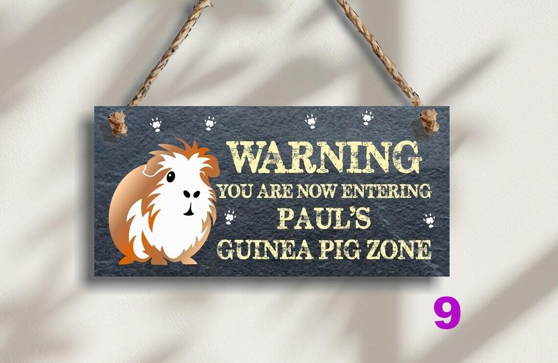 Guinea Pig Personalised Name Natural Slate Sign for Pens, Cages, Homes