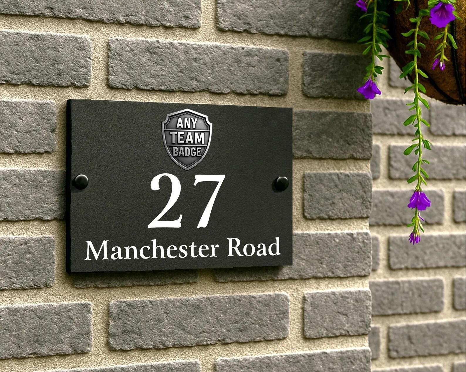 Personalised Football Slate Sign for House or Memorial