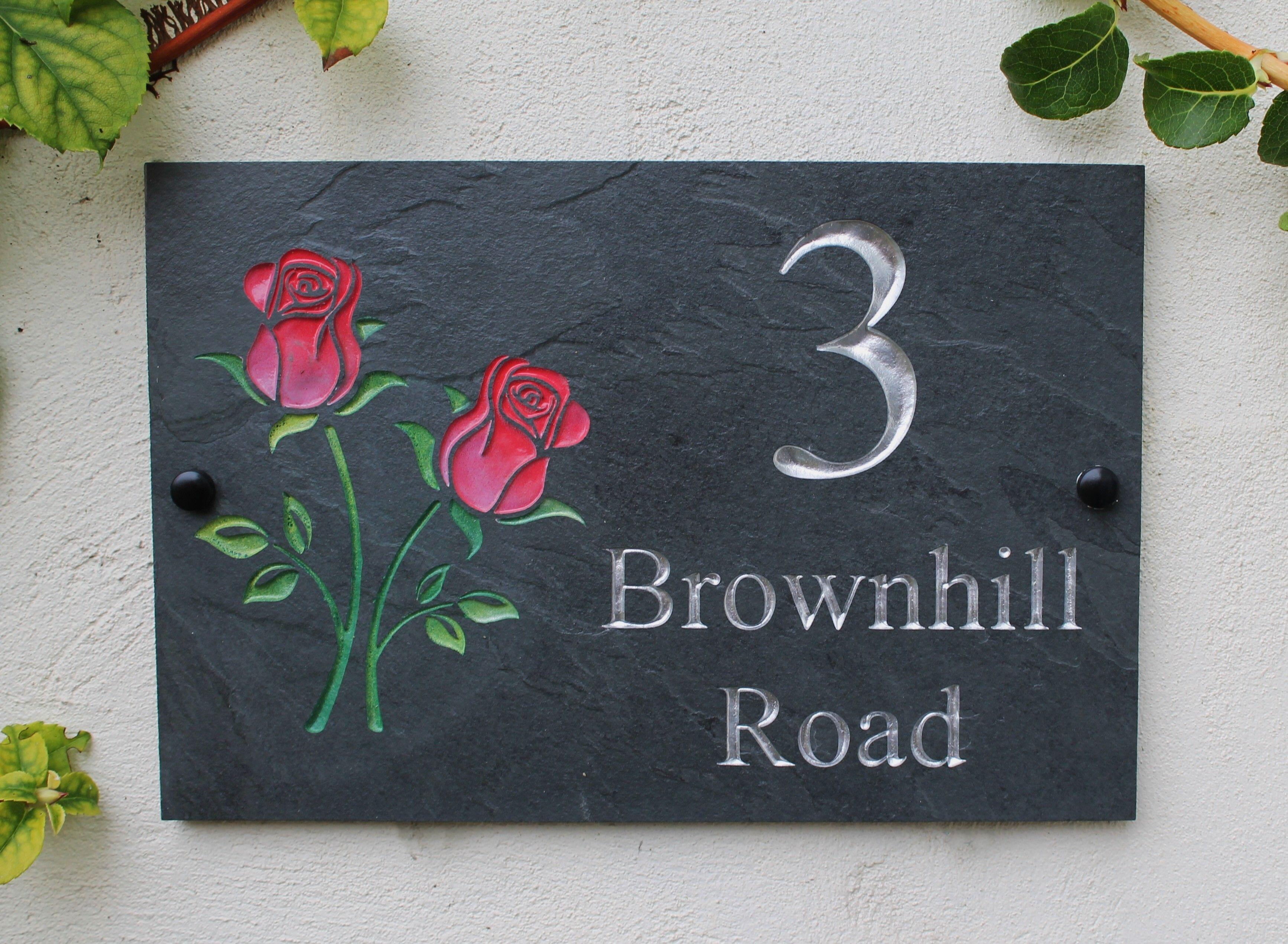 Daffodil Tulip Rose Deep etc Engraved Slate Sign