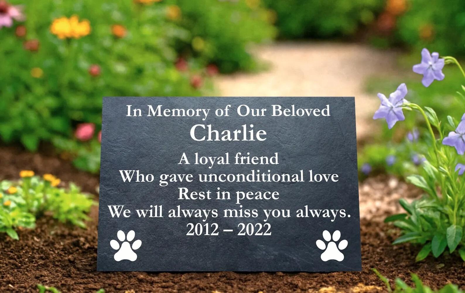 Dog Paw Silhouette Personalised Slate Memorial 3 Display Options