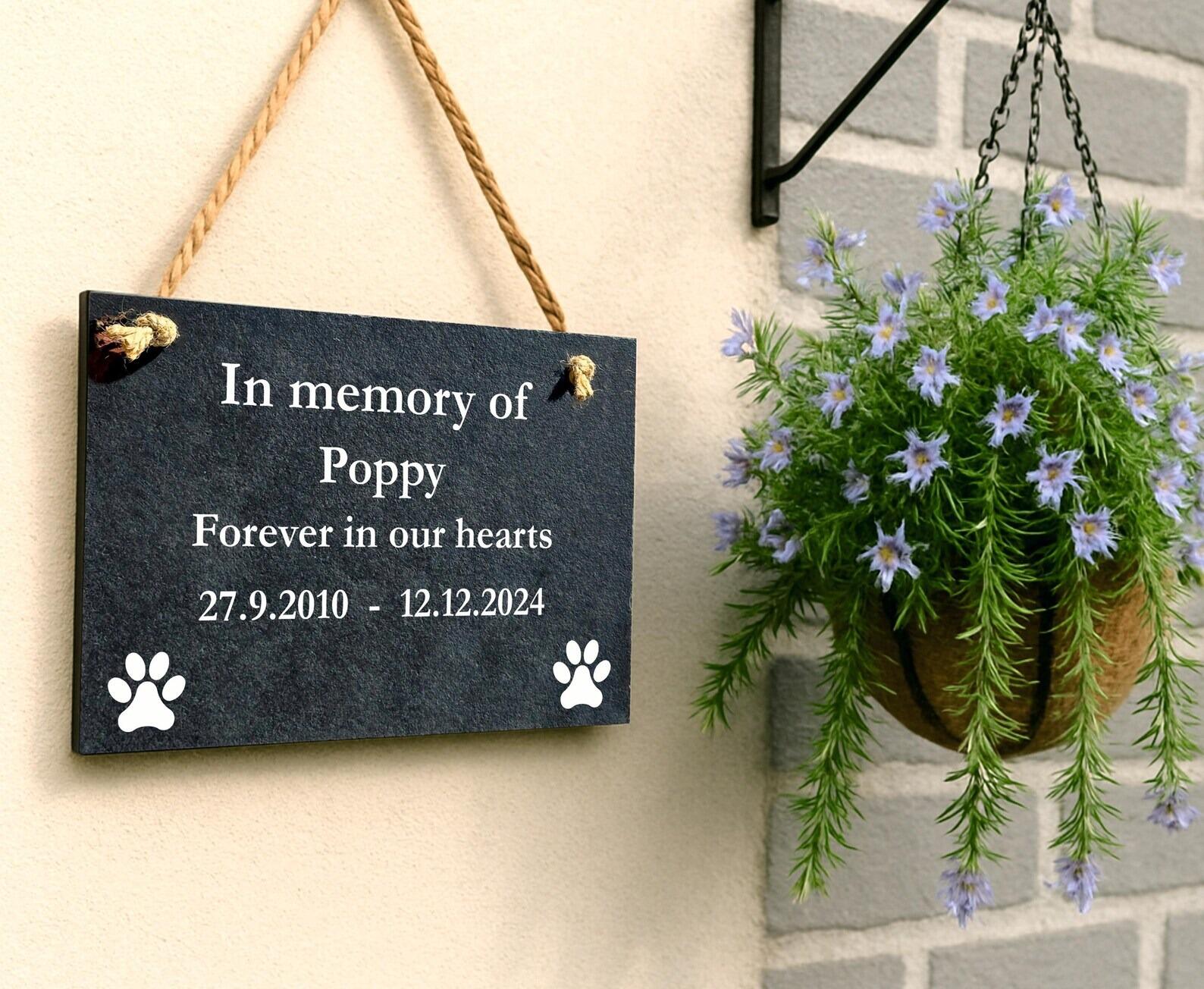 Dog Paw Silhouette Personalised Slate Memorial 3 Display Options