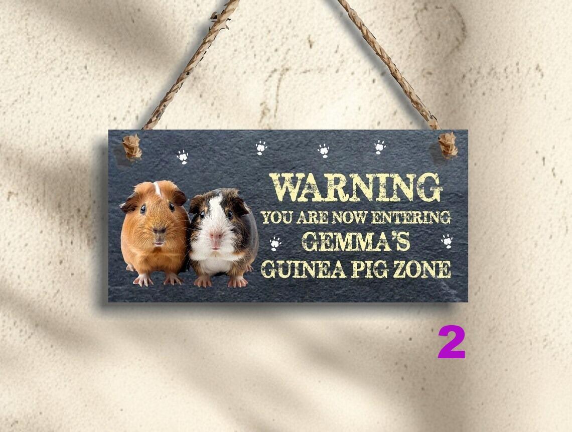 Guinea Pig Personalised Name Natural Slate Sign for Pens, Cages, Homes