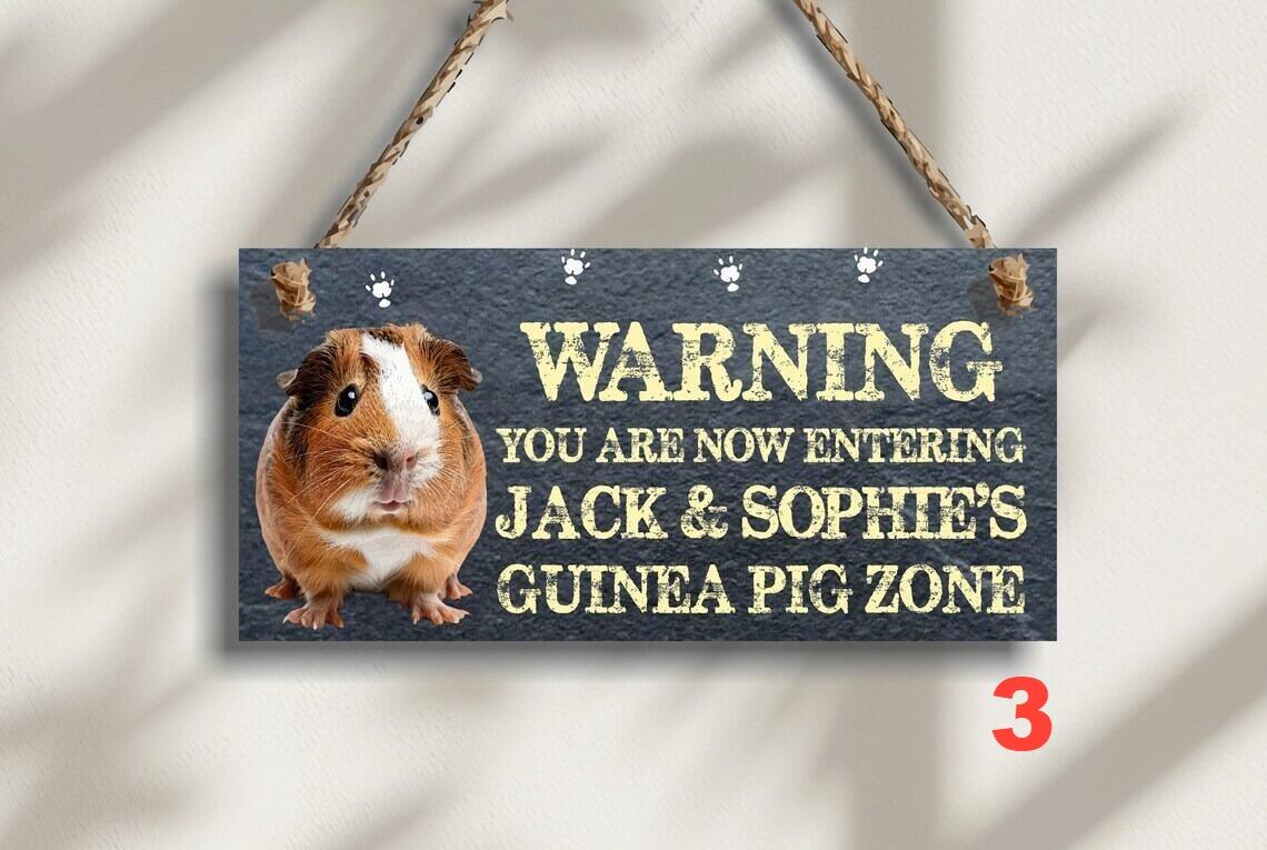 Guinea Pig Personalised Name Natural Slate Sign for Pens, Cages, Homes
