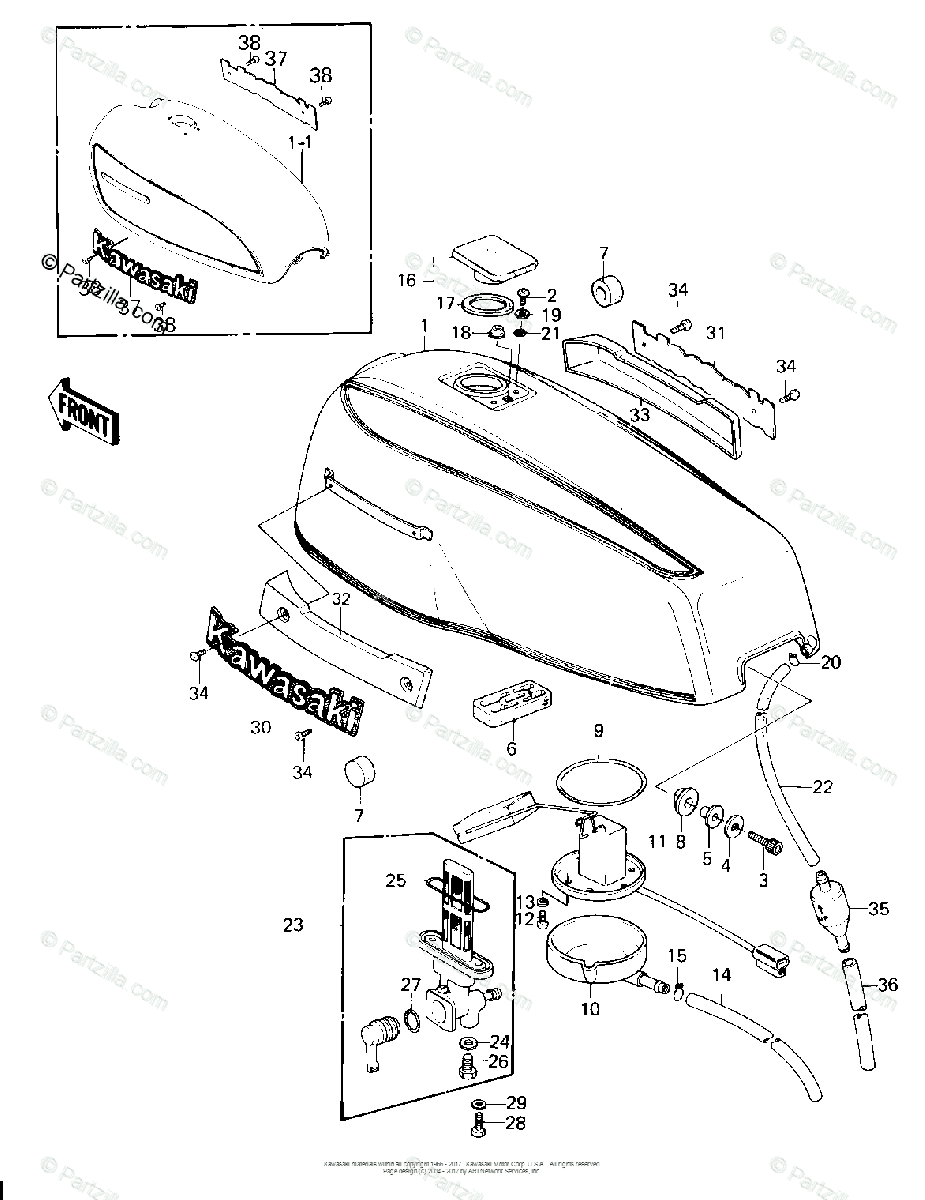 REAR TANK RUBBER: Z1300