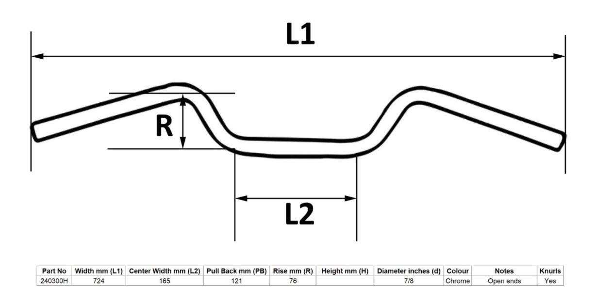 Handlebars: 3 INCH RISE (KH250/400/500)