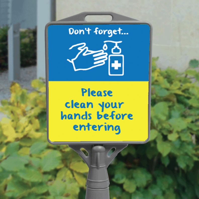 'Clean Your Hands' Reminder Sign Post