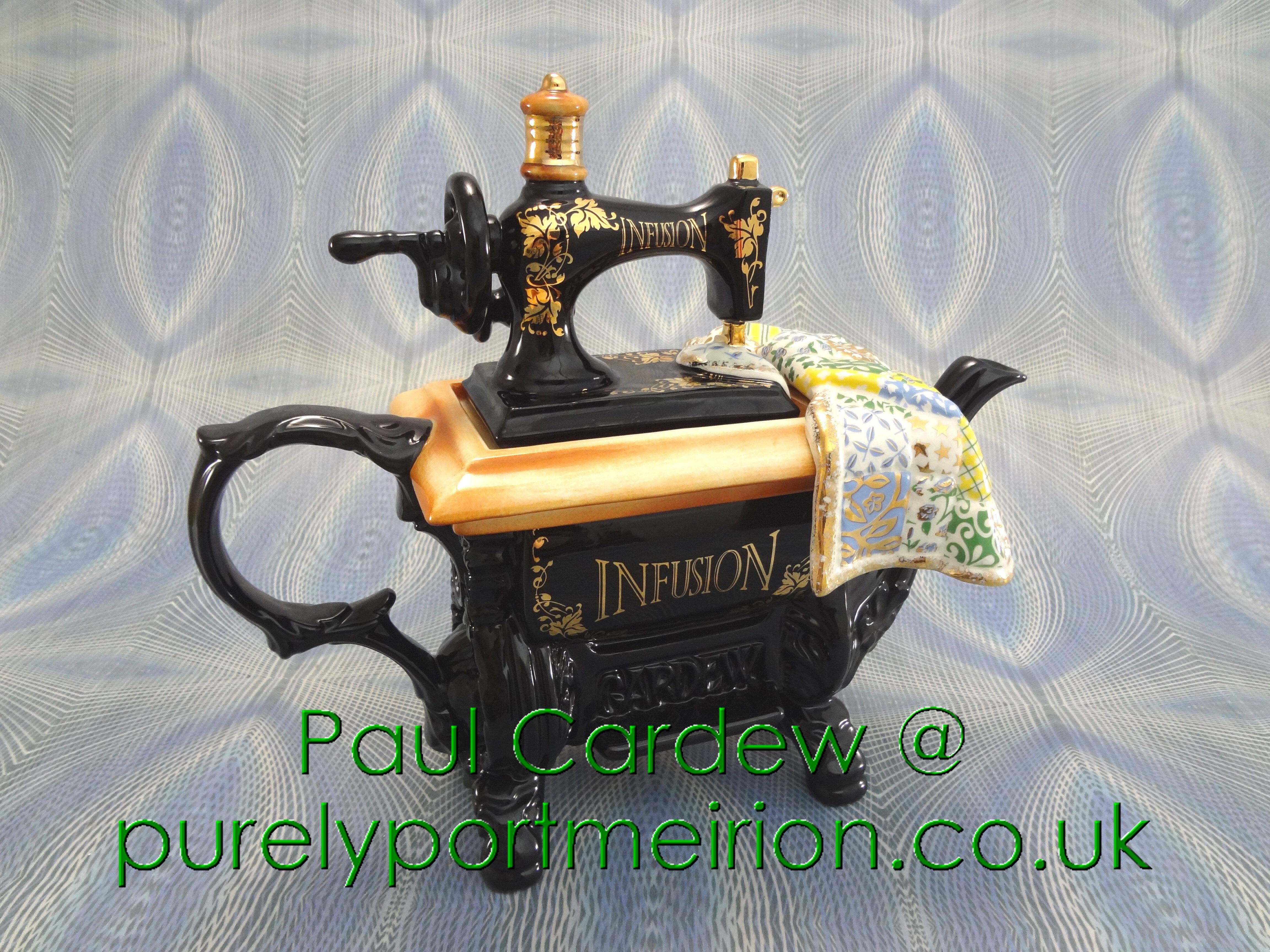 Paul Cardew Design Large Gold Edition Quilted Sewing Machine Teapot, TP241