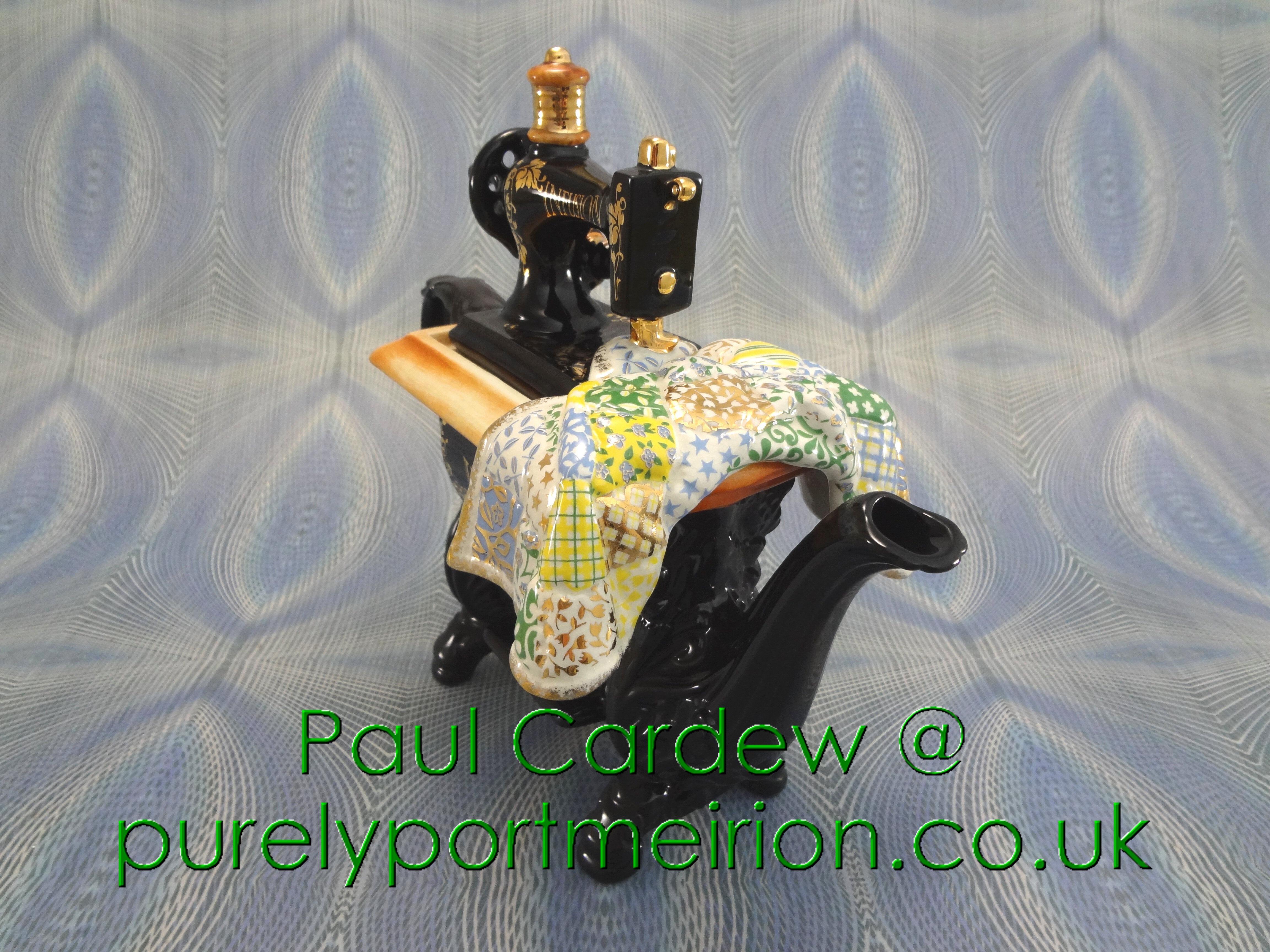 Paul Cardew Design Large Gold Edition Quilted Sewing Machine Teapot, TP241