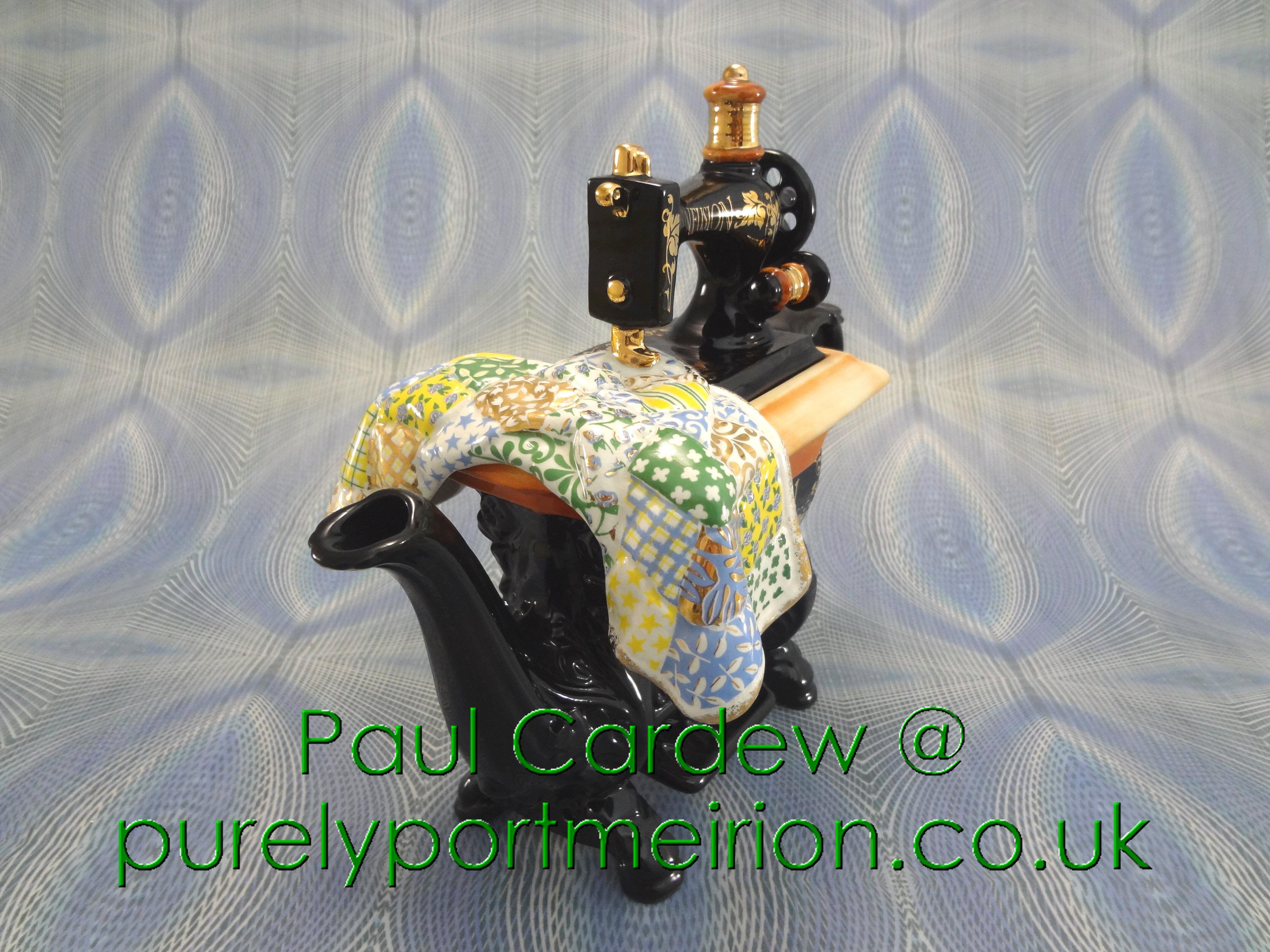Paul Cardew Design Large Gold Edition Quilted Sewing Machine Teapot, TP241