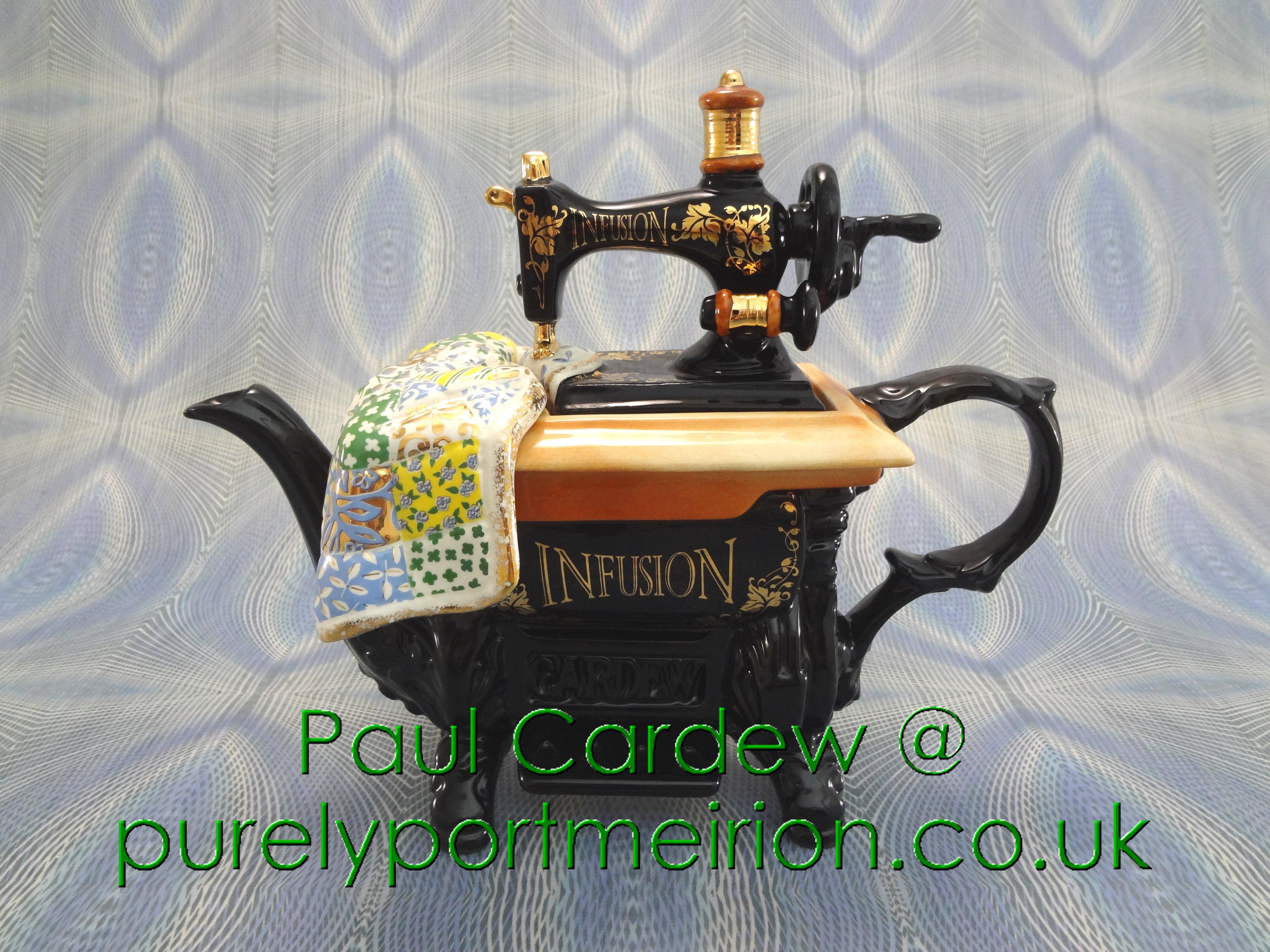 Paul Cardew Design Large Gold Edition Quilted Sewing Machine Teapot, TP241