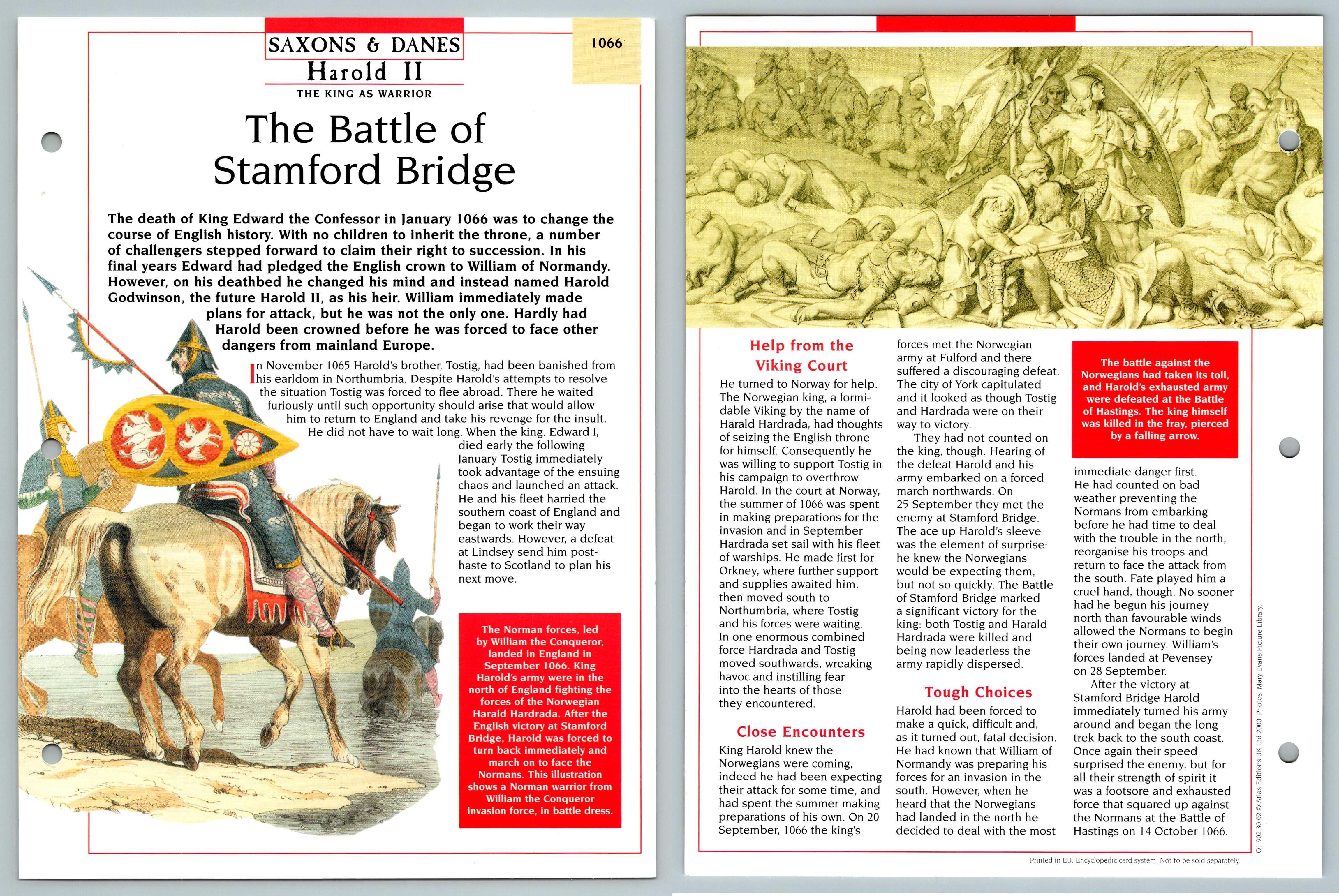Battle Of Stamford Bridge 1066 Saxons & Danes Atlas Kings & Queens GB ...