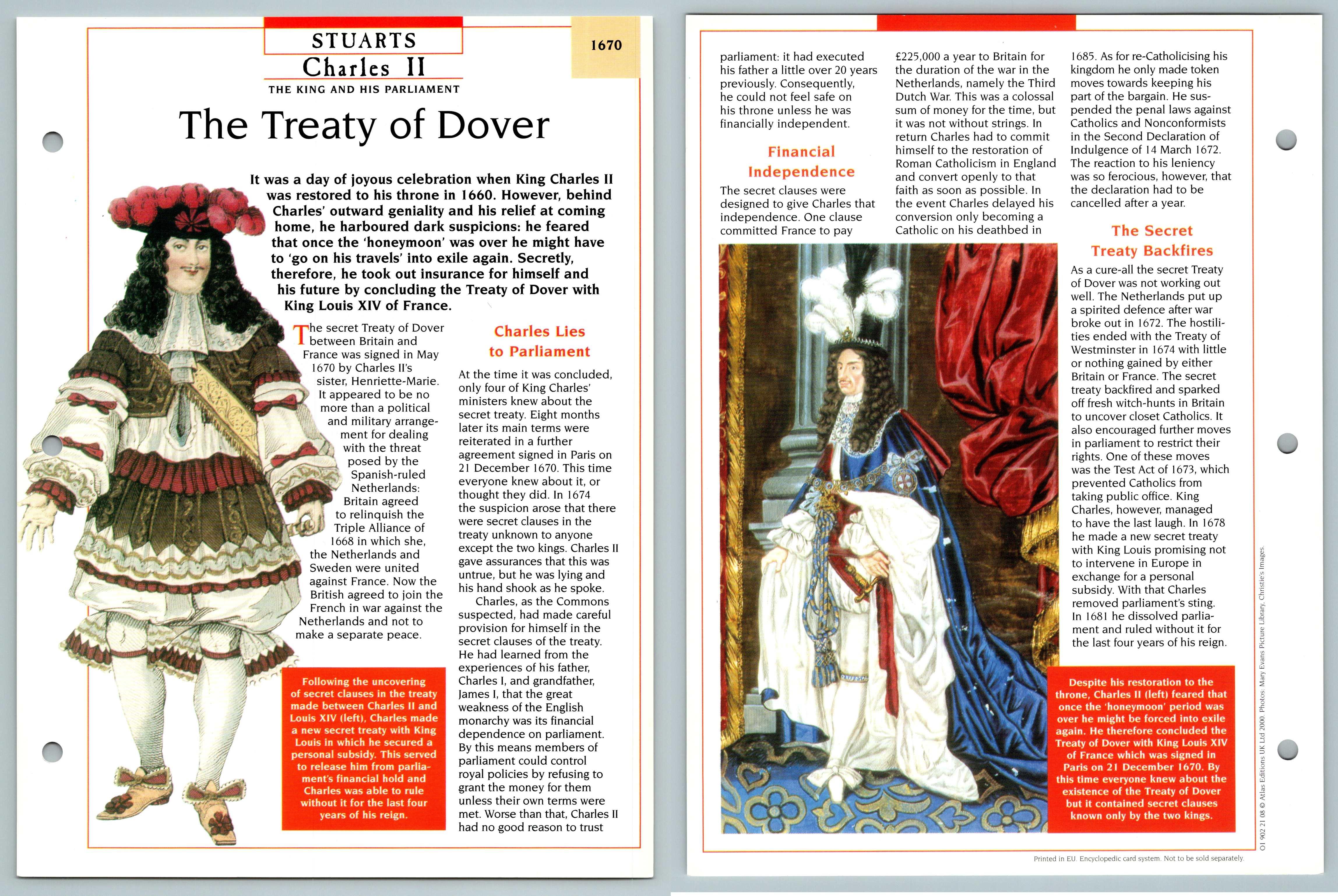 The Treaty Of Dover - 1670 Stuarts Atlas Kings & Queens Of GB Maxi Card