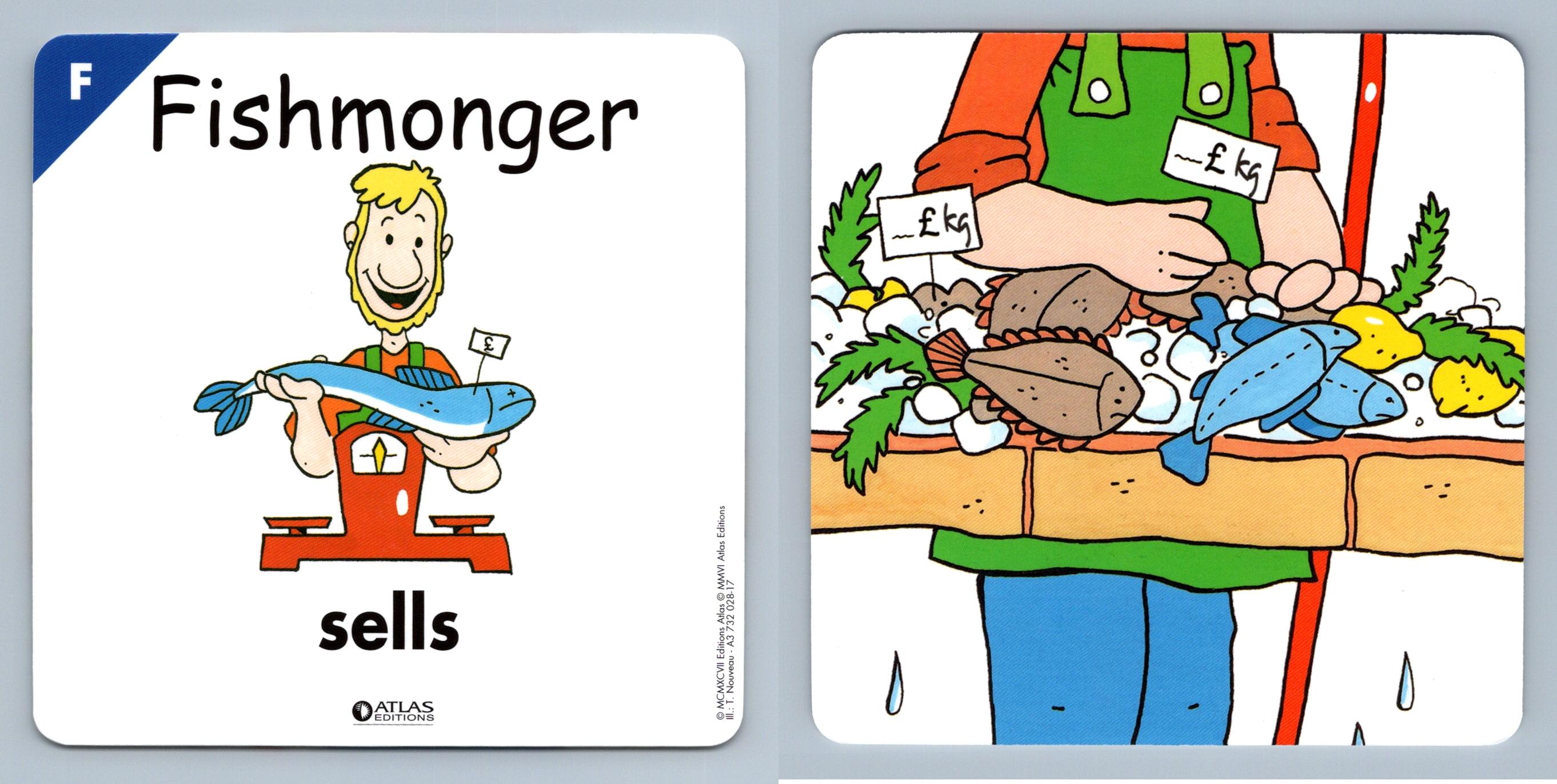 Fishmonger - F - Atlas Editions Play & Learn Flash Card