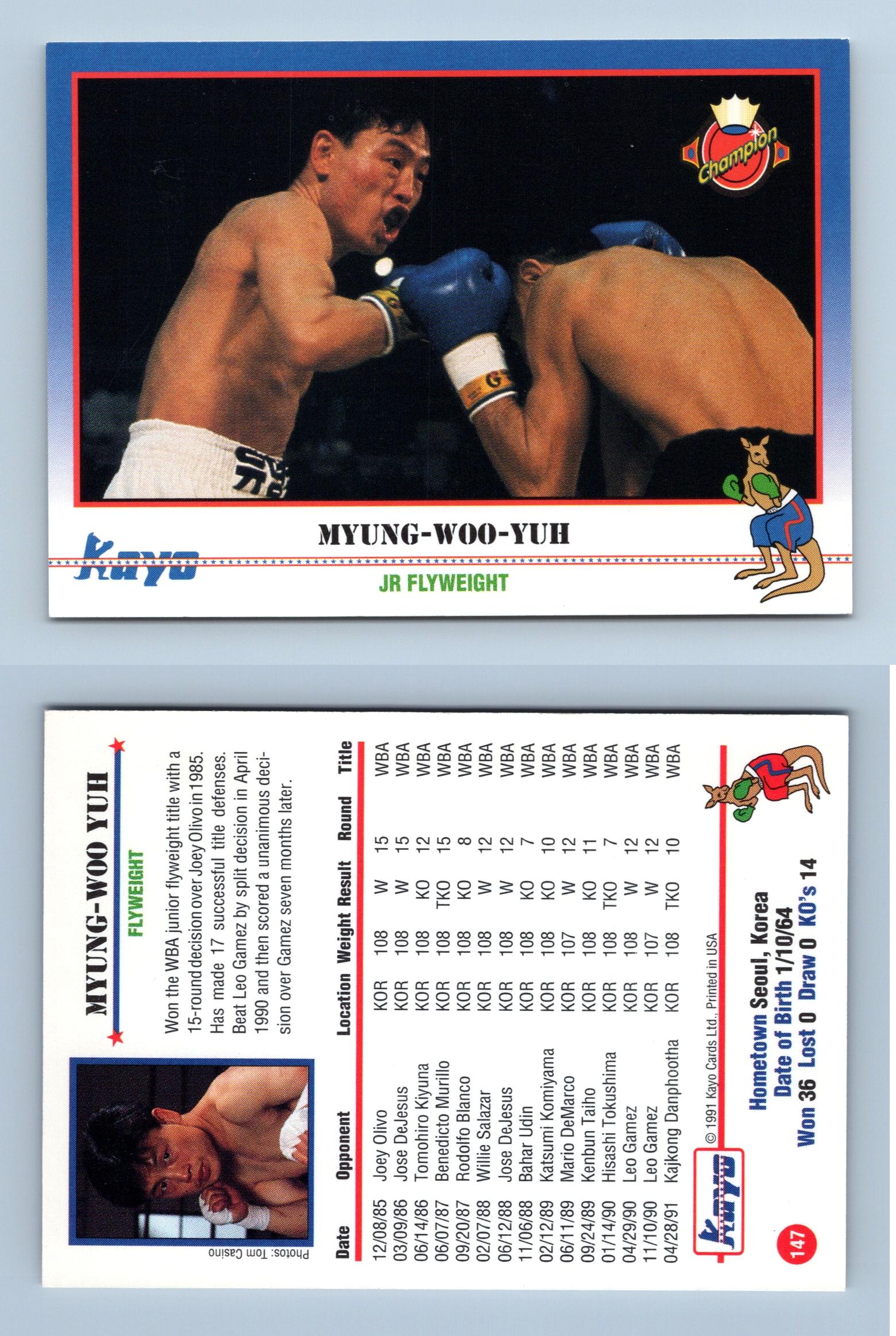 Myung-Wooh Yuh #147 Kayo Boxing 1991 Trading Card