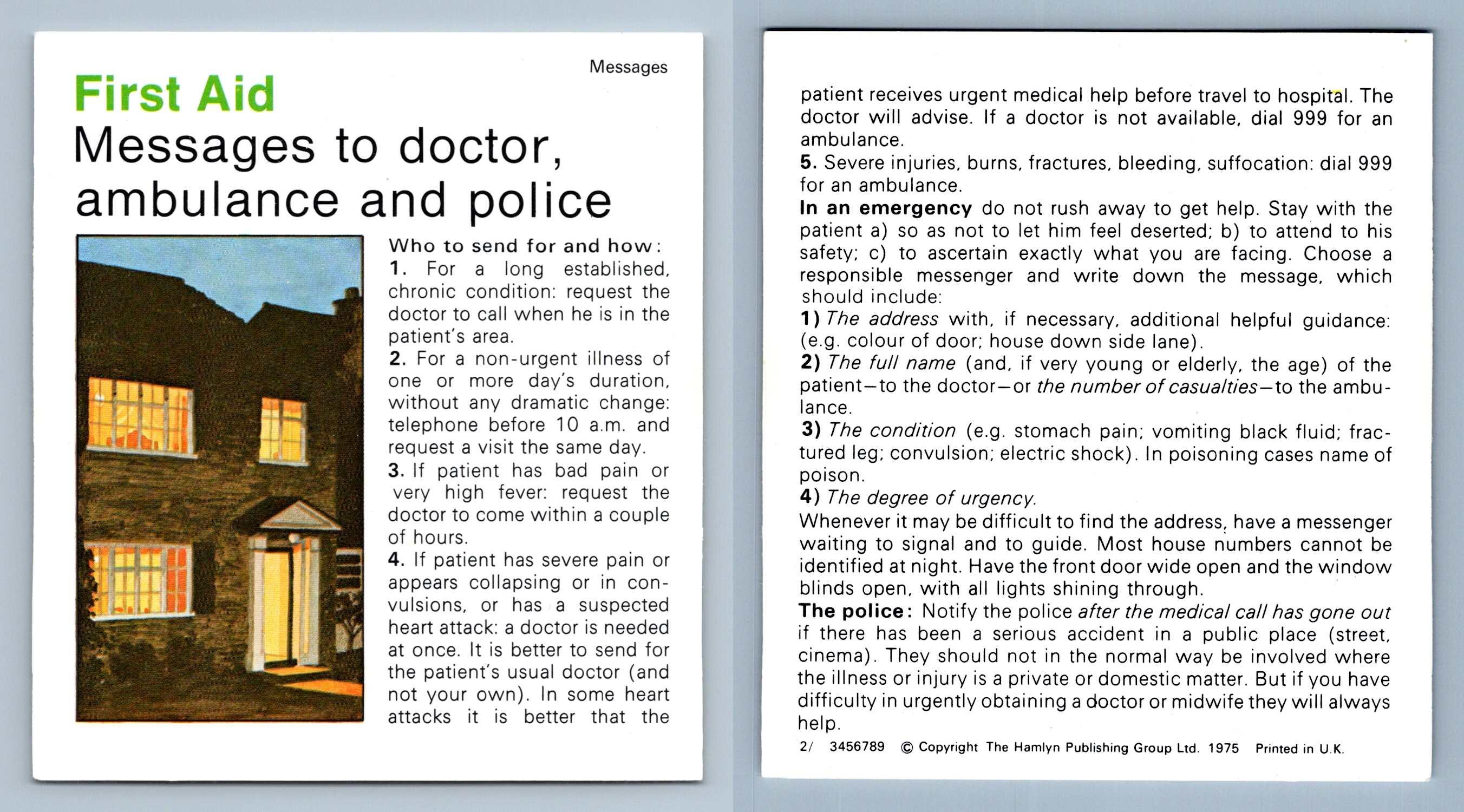 Messages Doc Ambulance Police First Aid Home Medical Guide 1975 8
