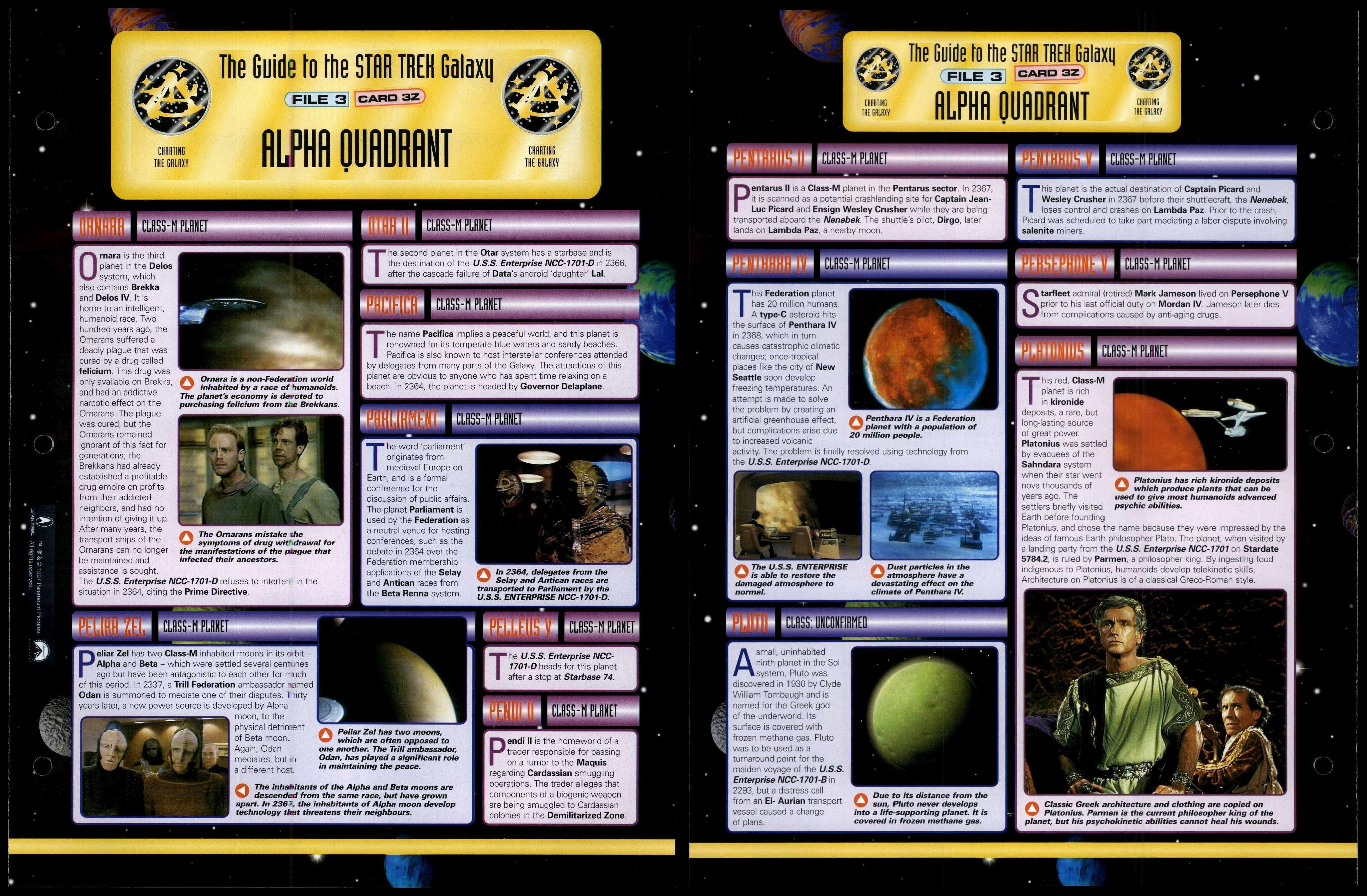 Alpha Quadrant - Card 3Z - Charting The Galaxy  - Star Trek Fact File Page