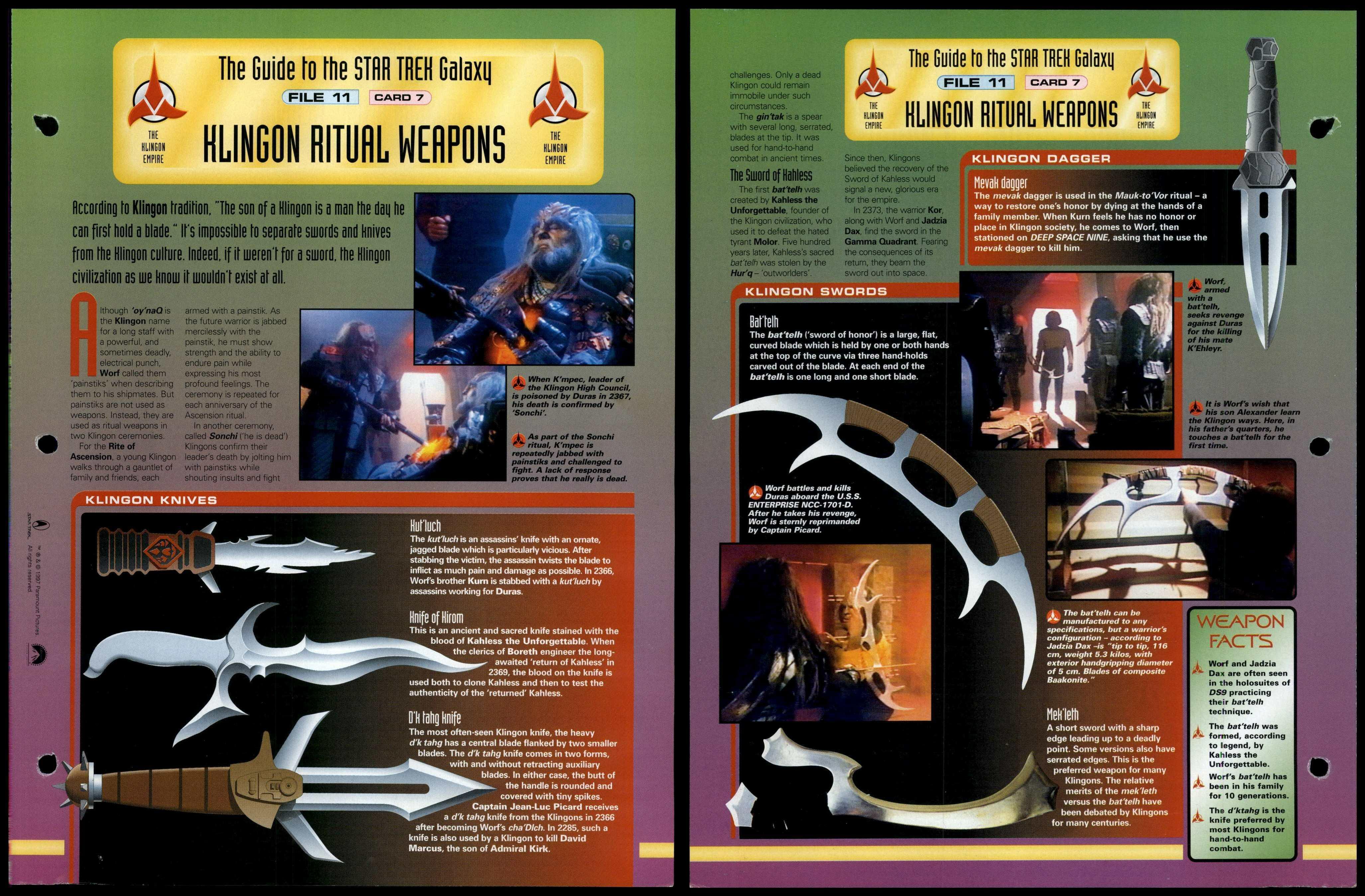 Klingon Ritual Weapons - The Klingon Empire - Star Trek Fact File Page