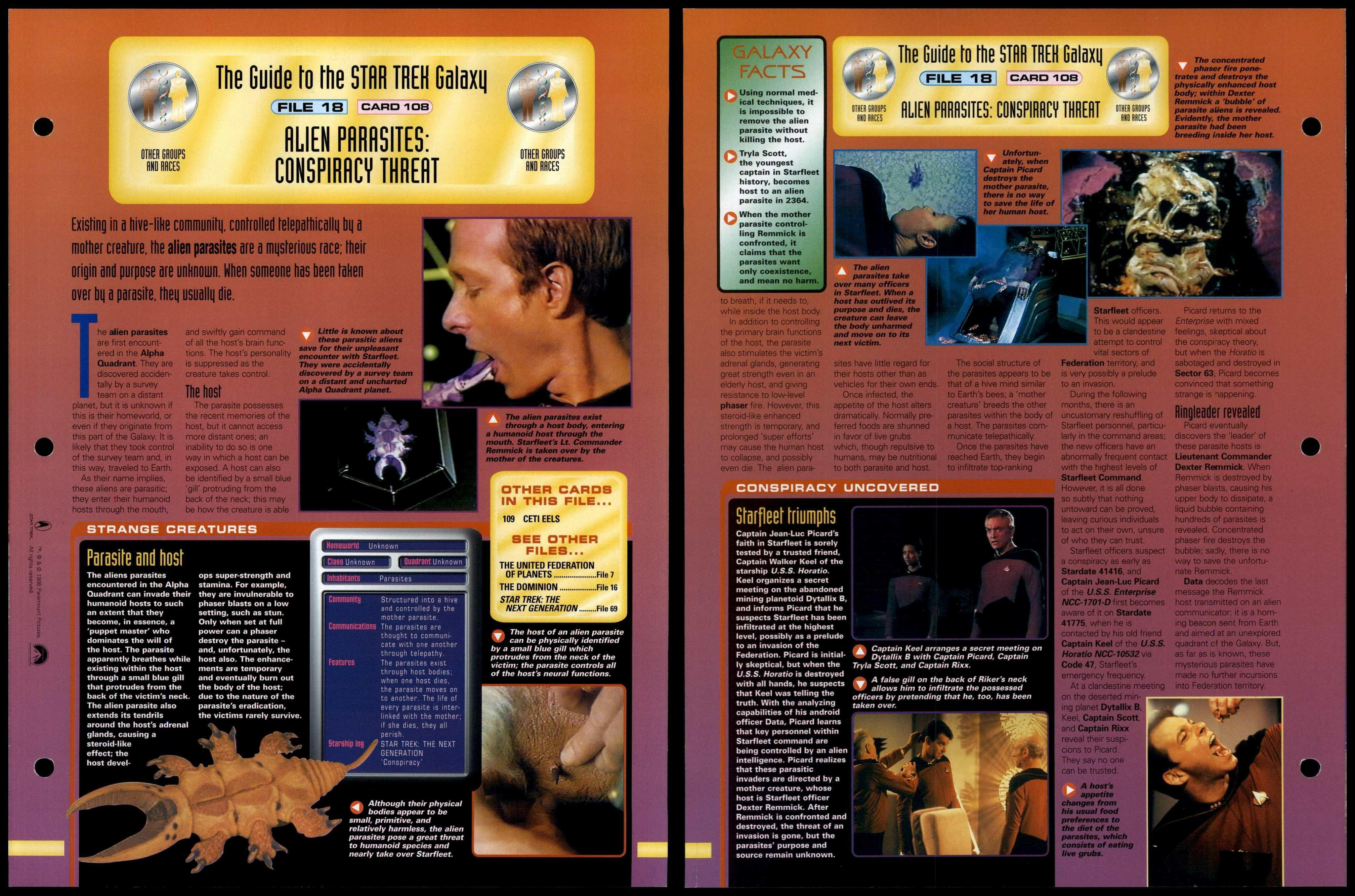 Alien Parasites: Conspiracy - Other Groups & Races - Star Trek Fact File Page