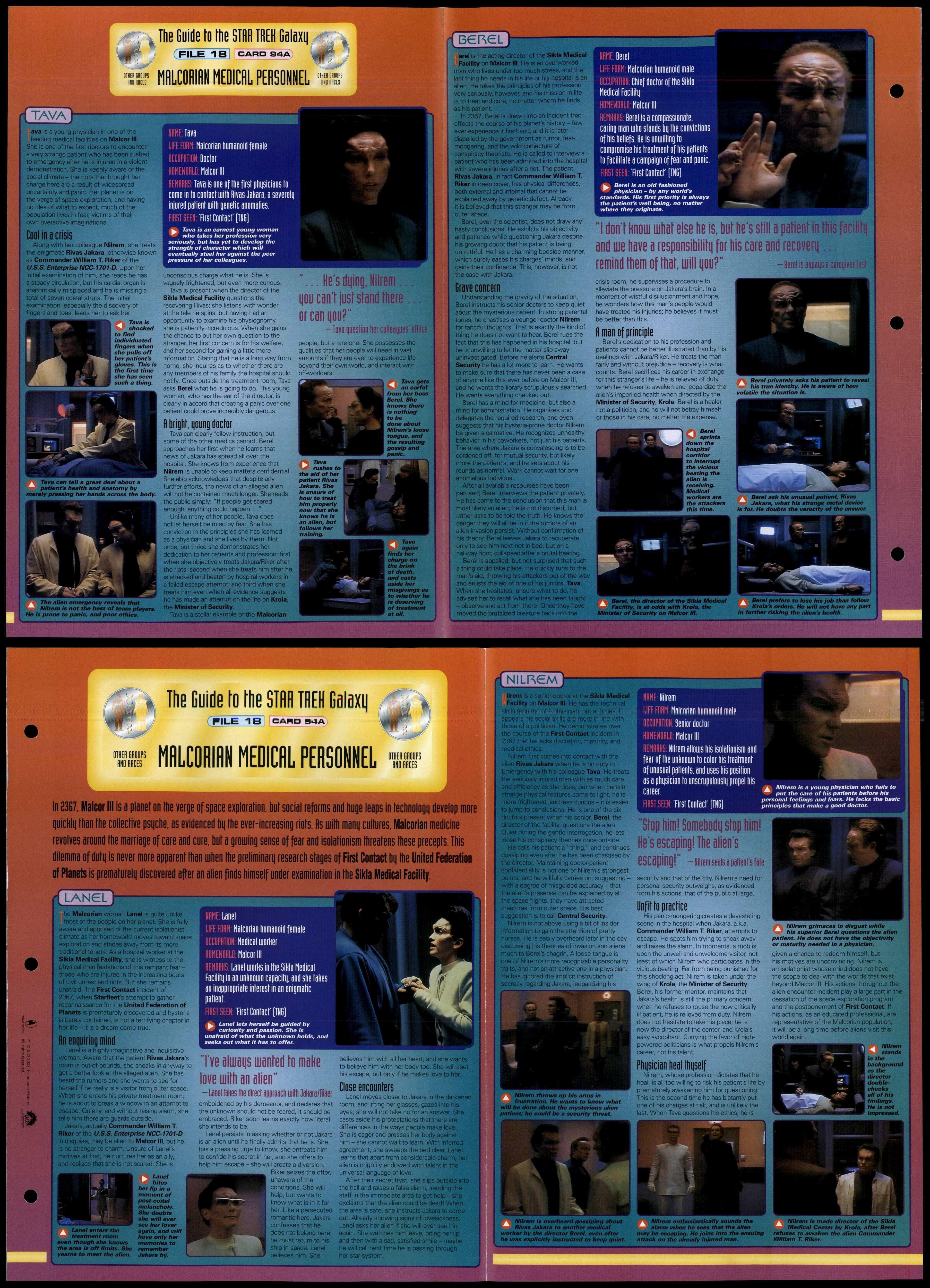 Malcorian Medical Personnel - Groups & Races - Star Trek Fact File Fold-Out Page
