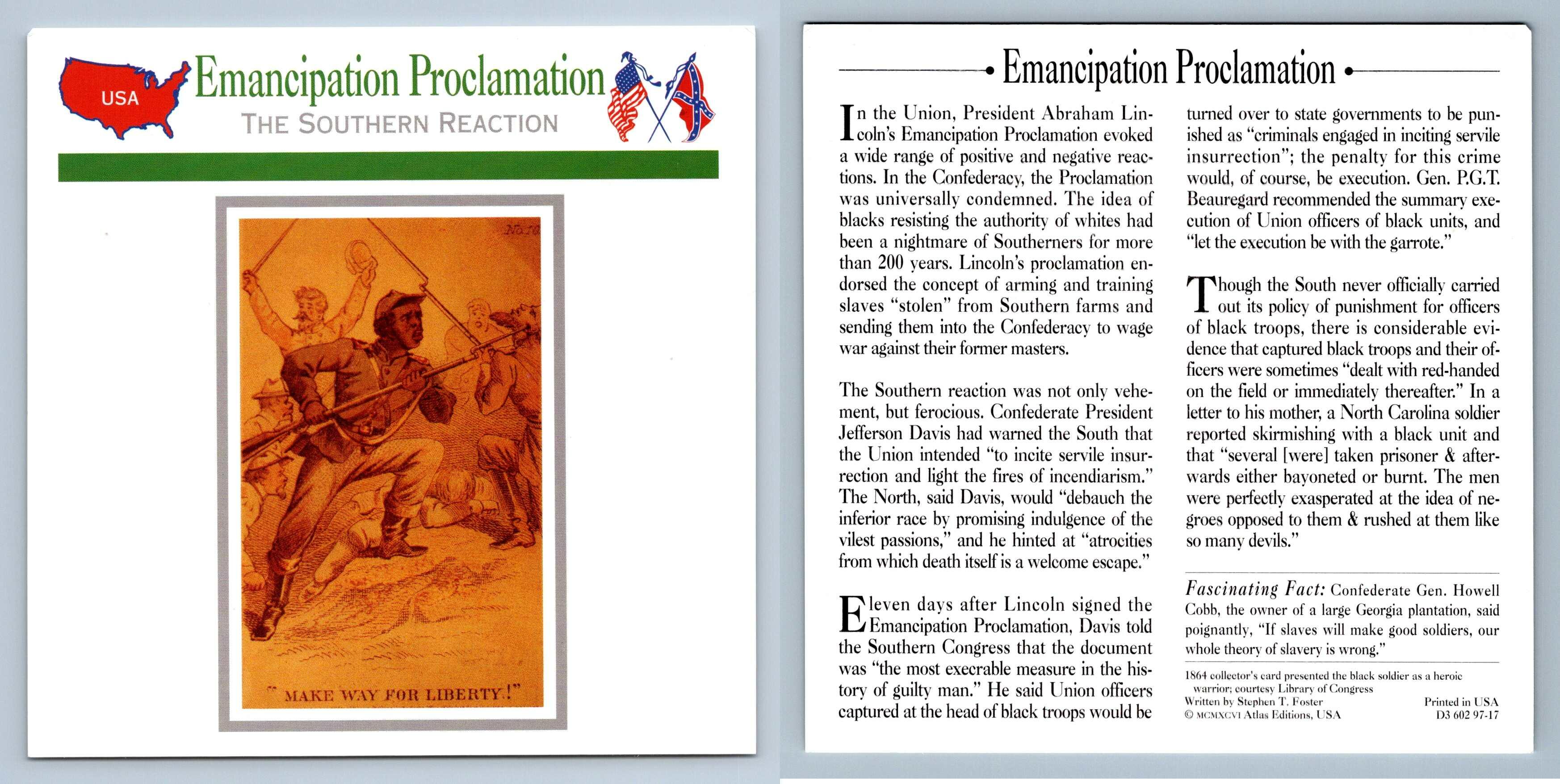 The Southern Reaction - Emancipation Proclamation - Slavery - Atlas Ed ...