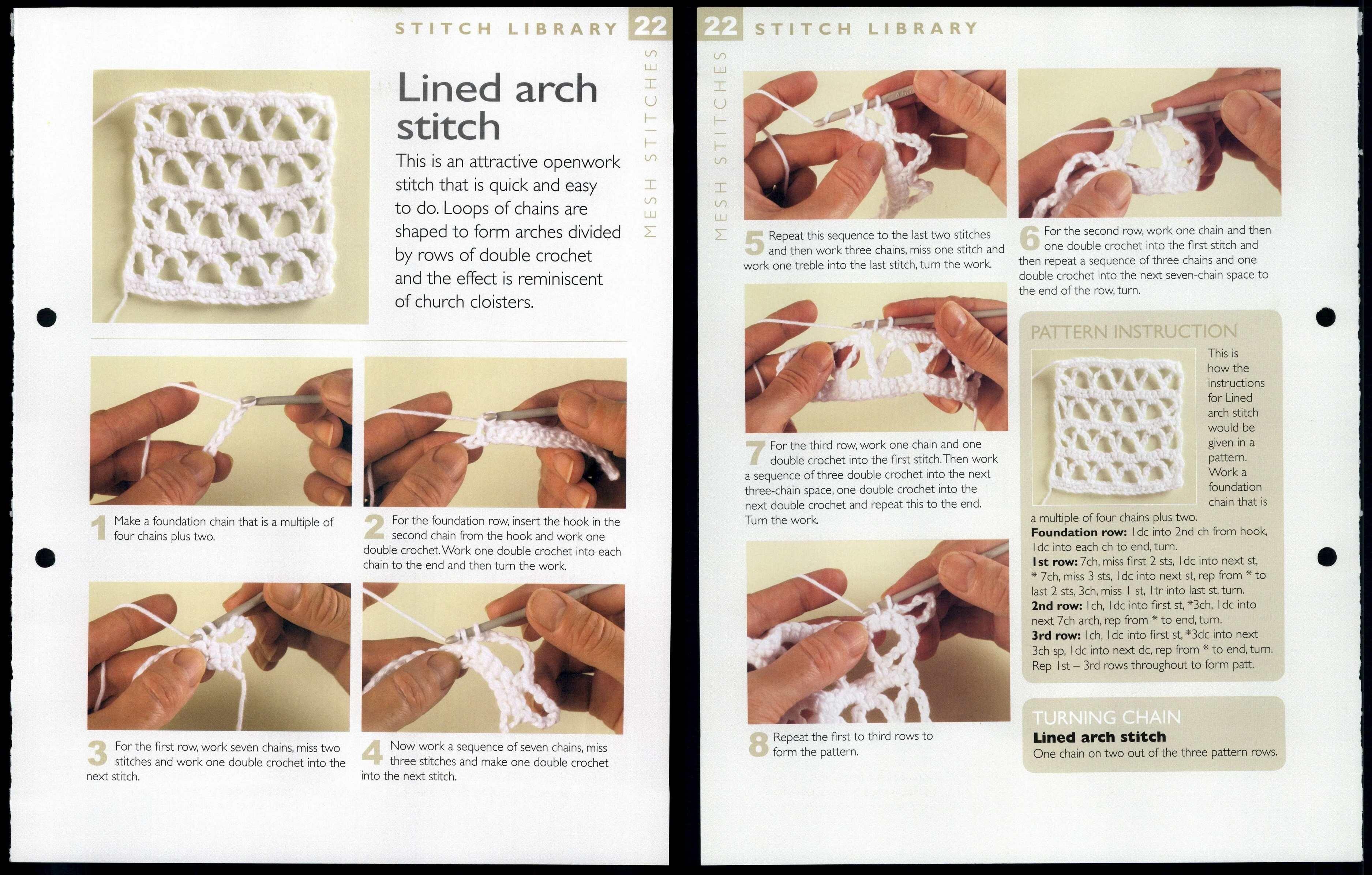 Lined Arch Stitch #22 Stitch Library - The Art Of Crochet Pattern
