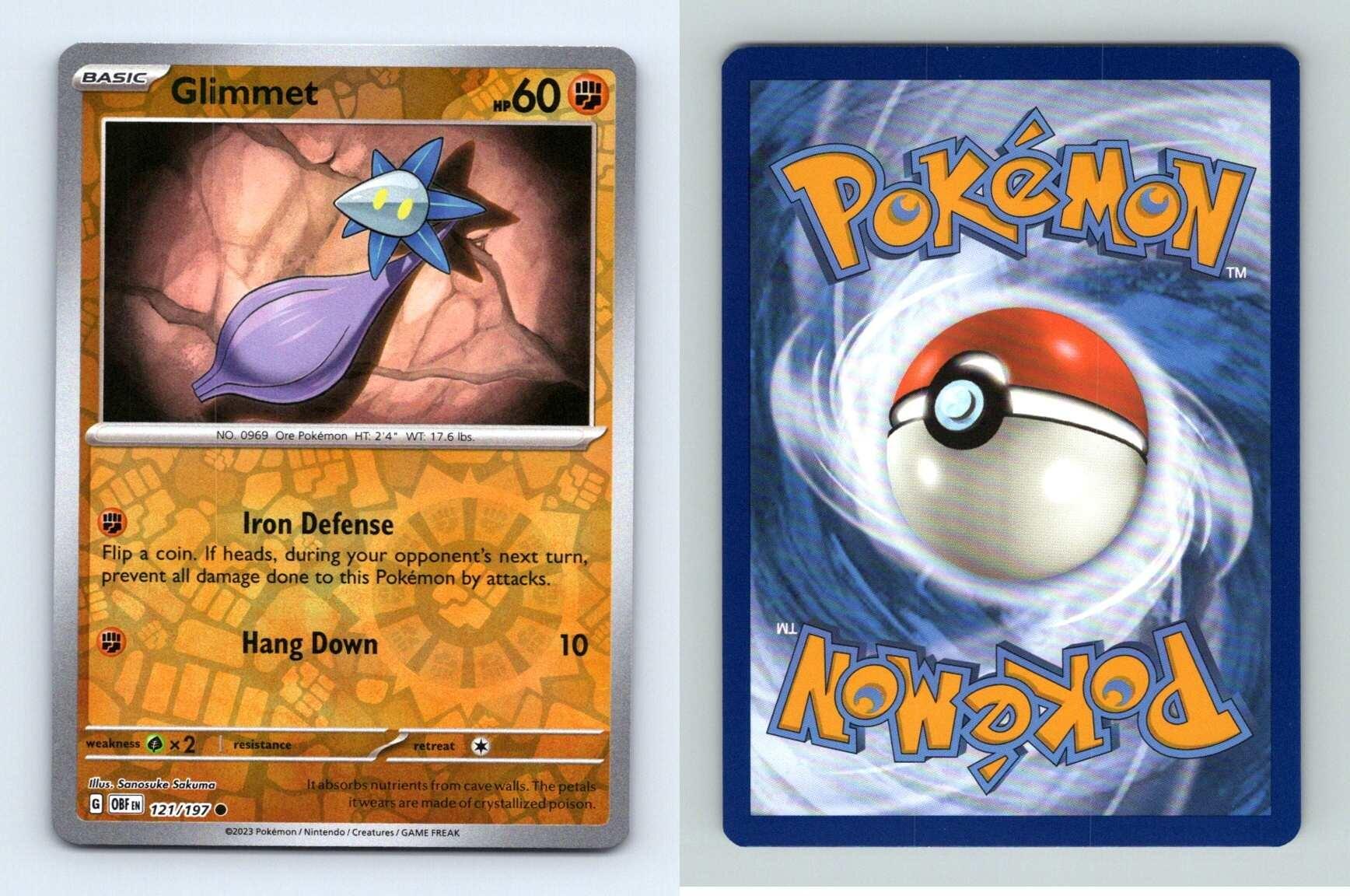 Glimmet #121/197 SV Obsidian Flames Reverse Holo Common Pokemon 2023 ...