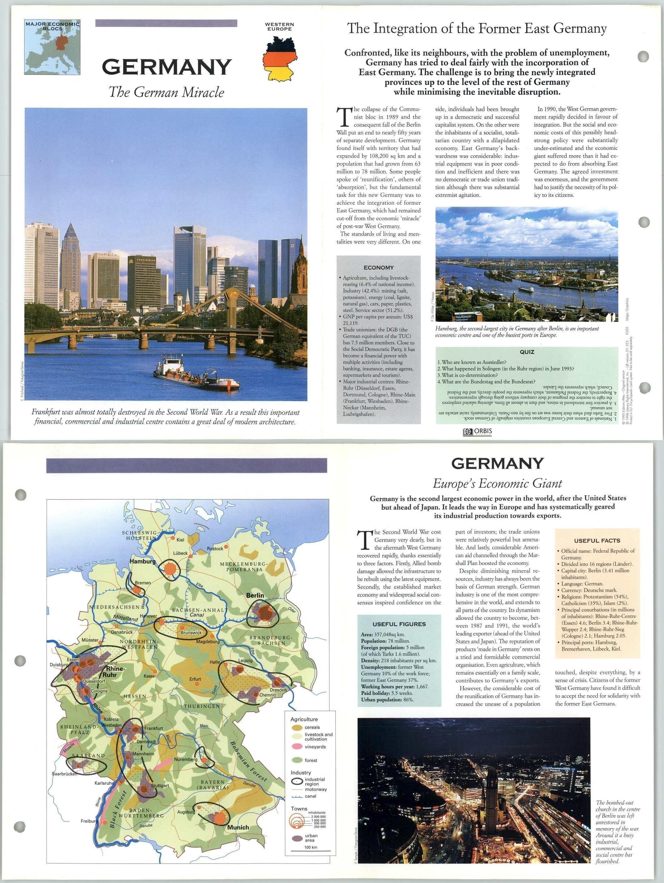 Germany - Major Economic - Atlas Of The World - Fact File Fold-Out Page