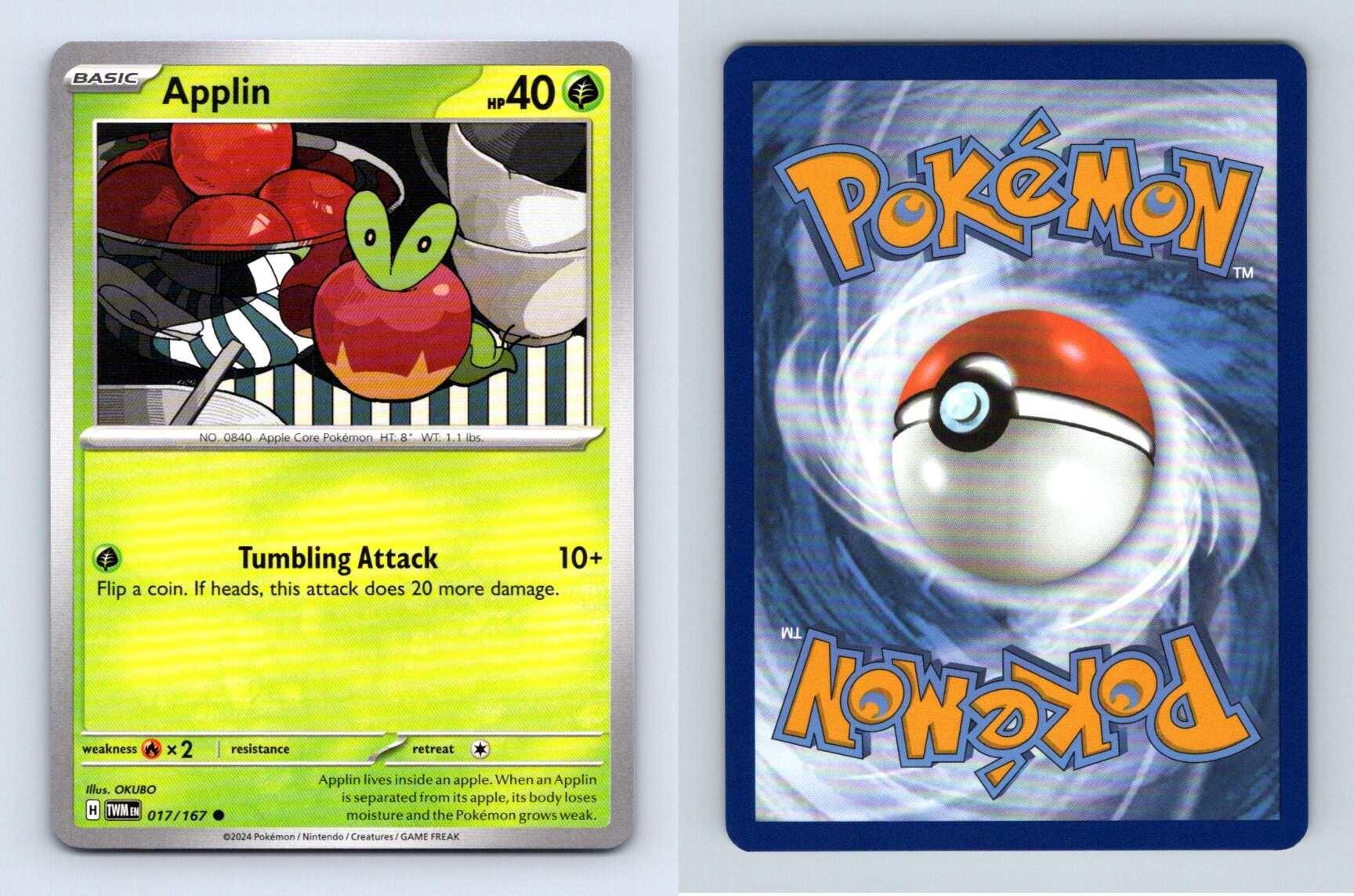 Applin #17/167 SV Twilight Masquerade 2024 Pokemon Common TCG Card