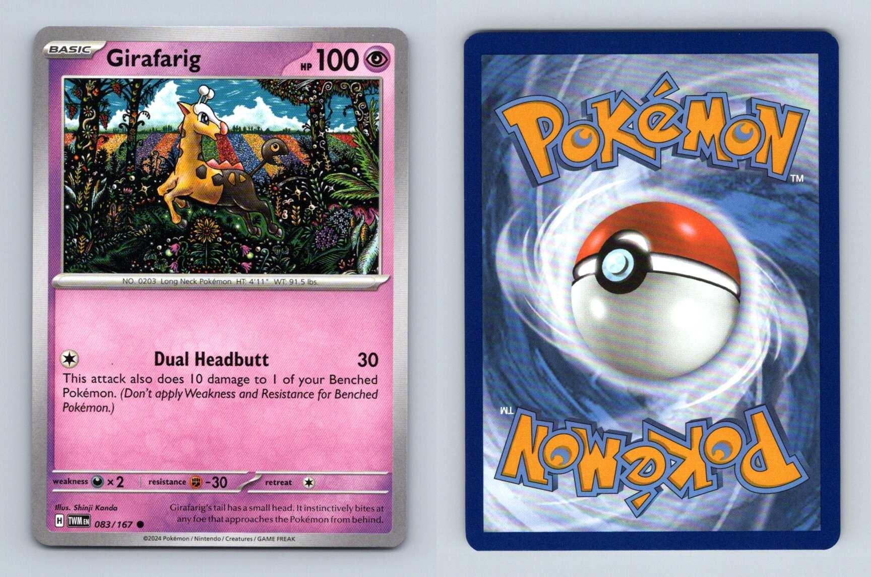 Girafarig #83/167 SV Twilight Masquerade 2024 Pokemon Common TCG Card