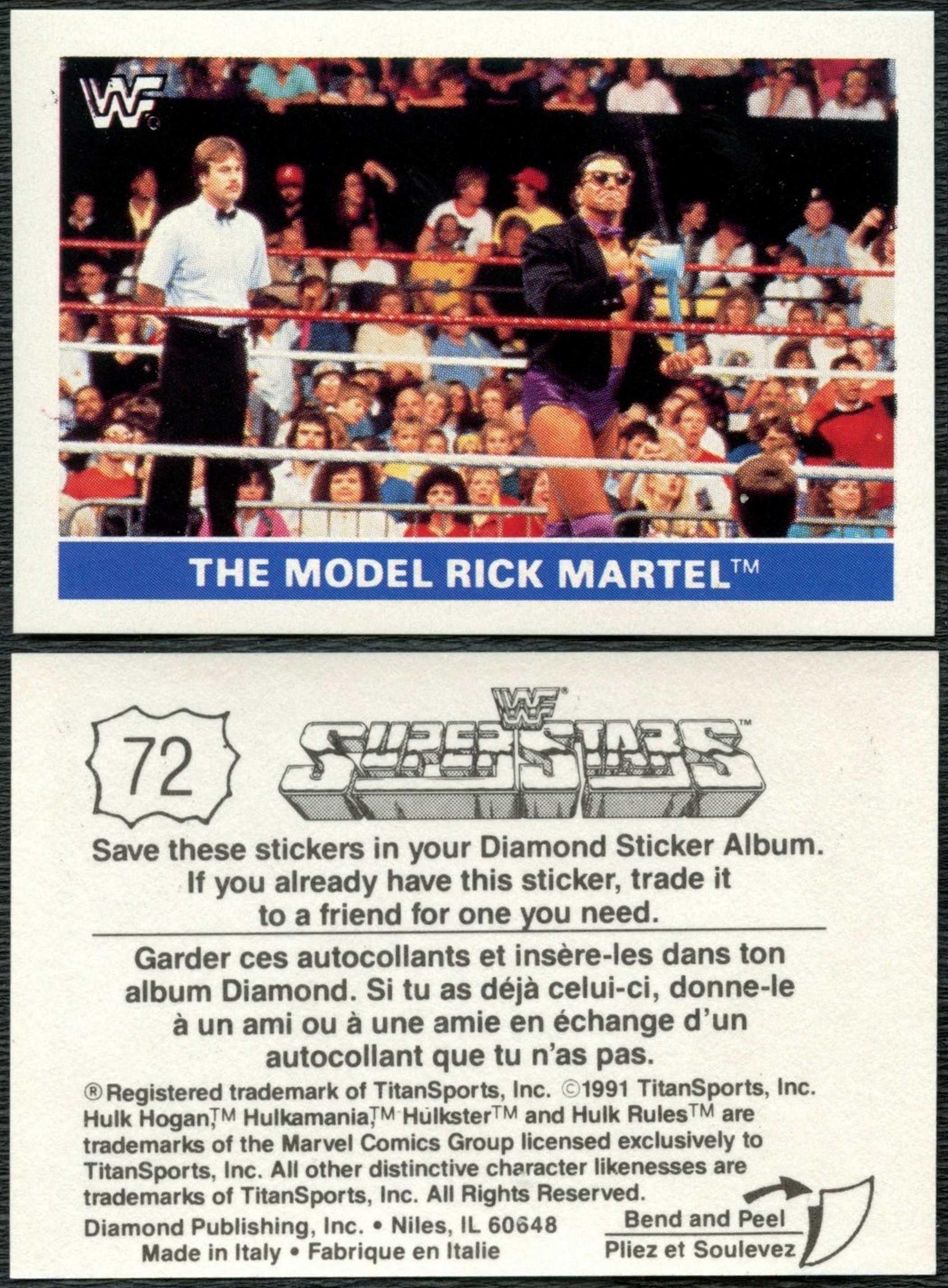 The Model Rick Martel #72 WWF Superstars Diamond 1991 Sticker