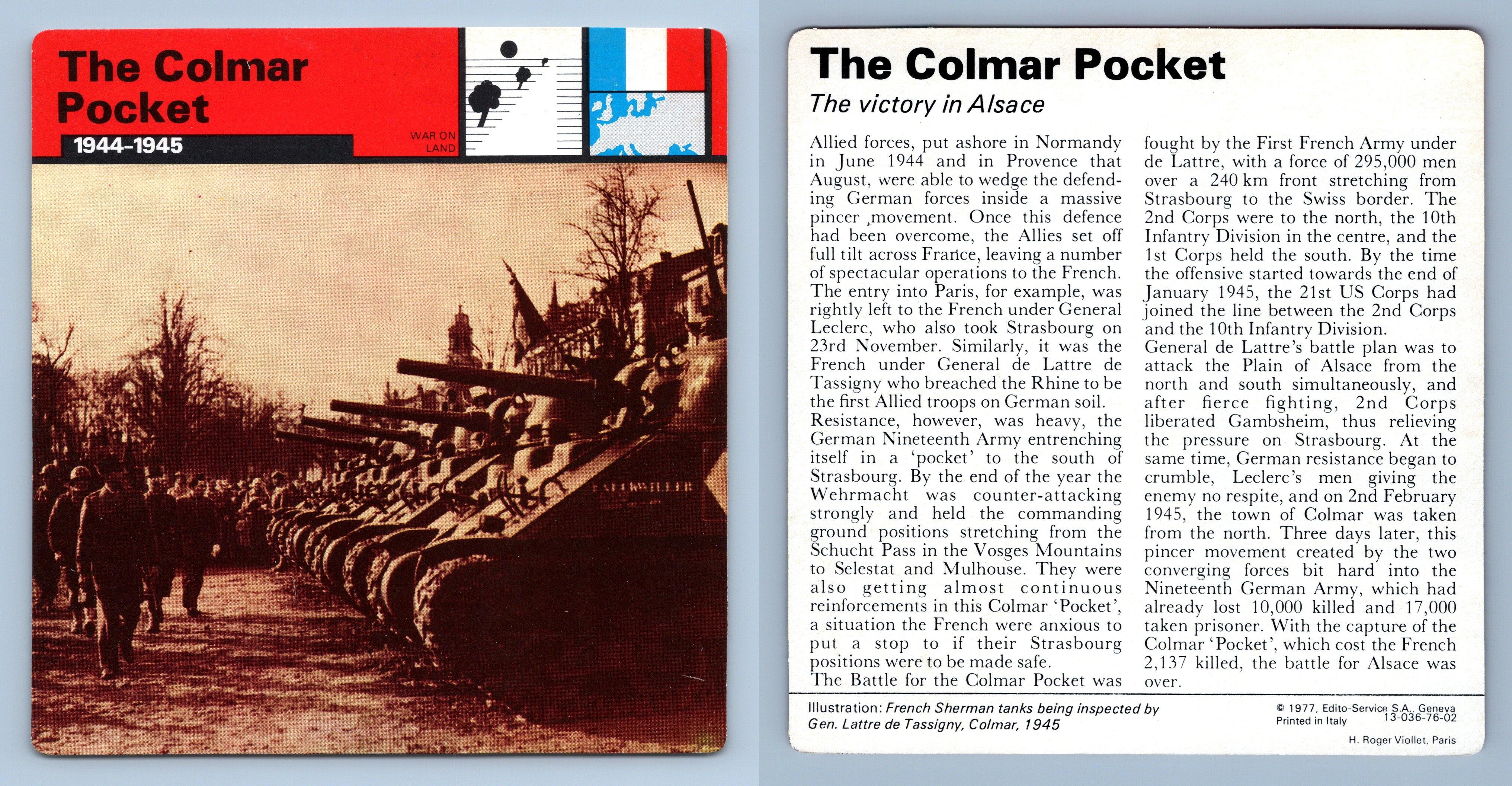 The Colmar Pocket - 1944-45 - War On Land - WW2 Edito-Service SA 1977 Card