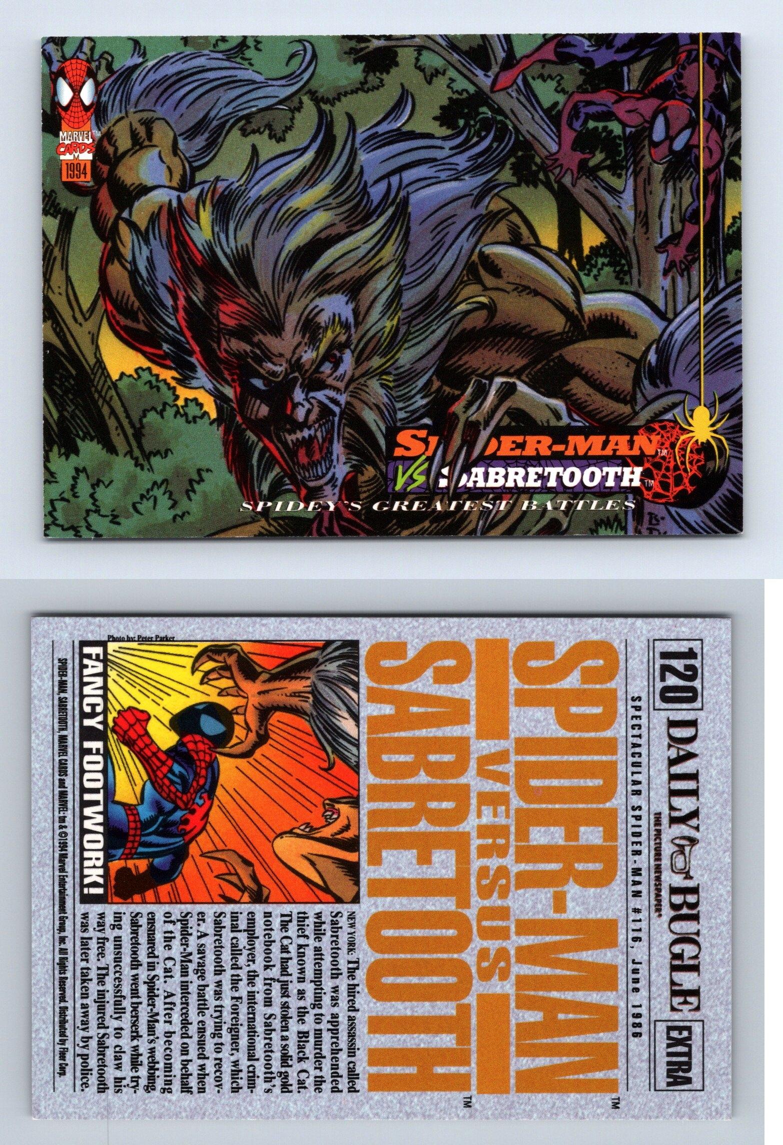 Spider-Man Versus Sabretooth #120 The Amazing Spider-Man 1994 Fleer ...